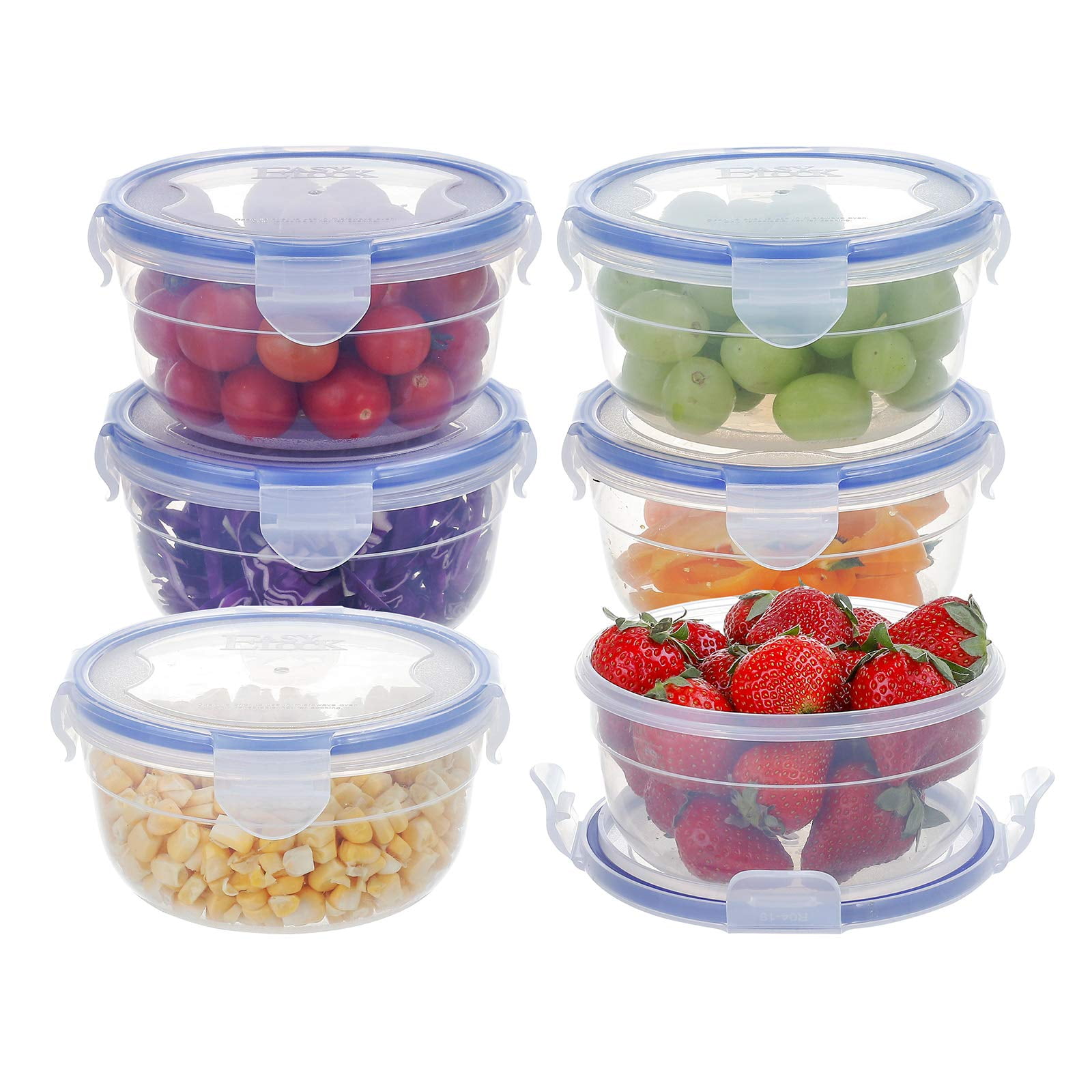 6 PACK 20oz Plastic Mixed Bowls with Lid Leakproof Food Storage ...