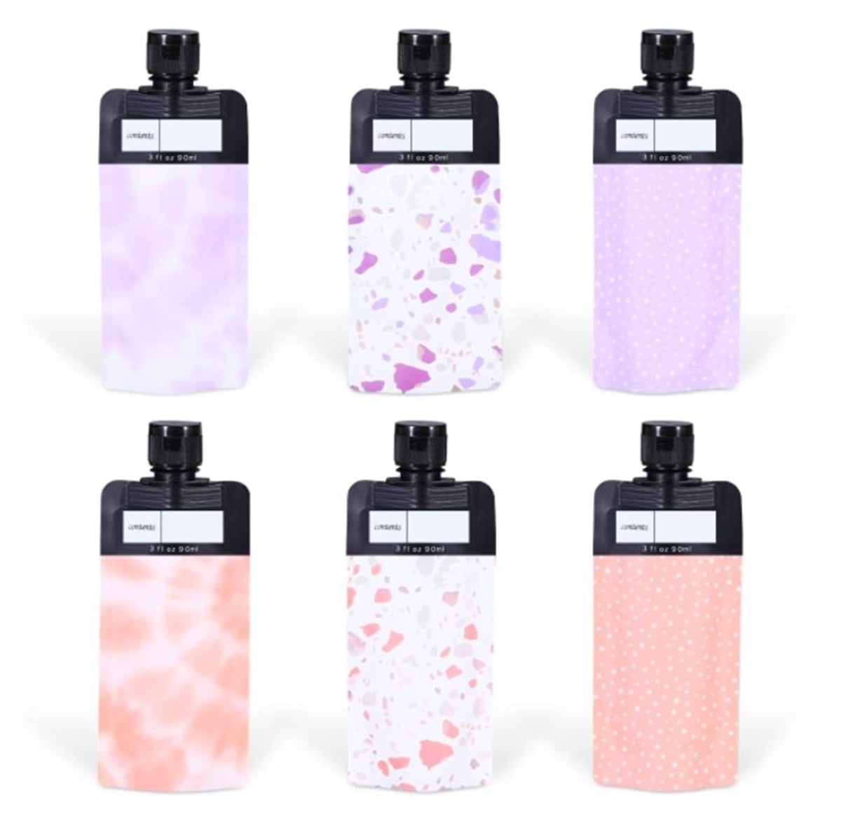 6 PACK 3 Oz Empty Squeeze Pouches,Leak Proof Travel Liquid Bags ...