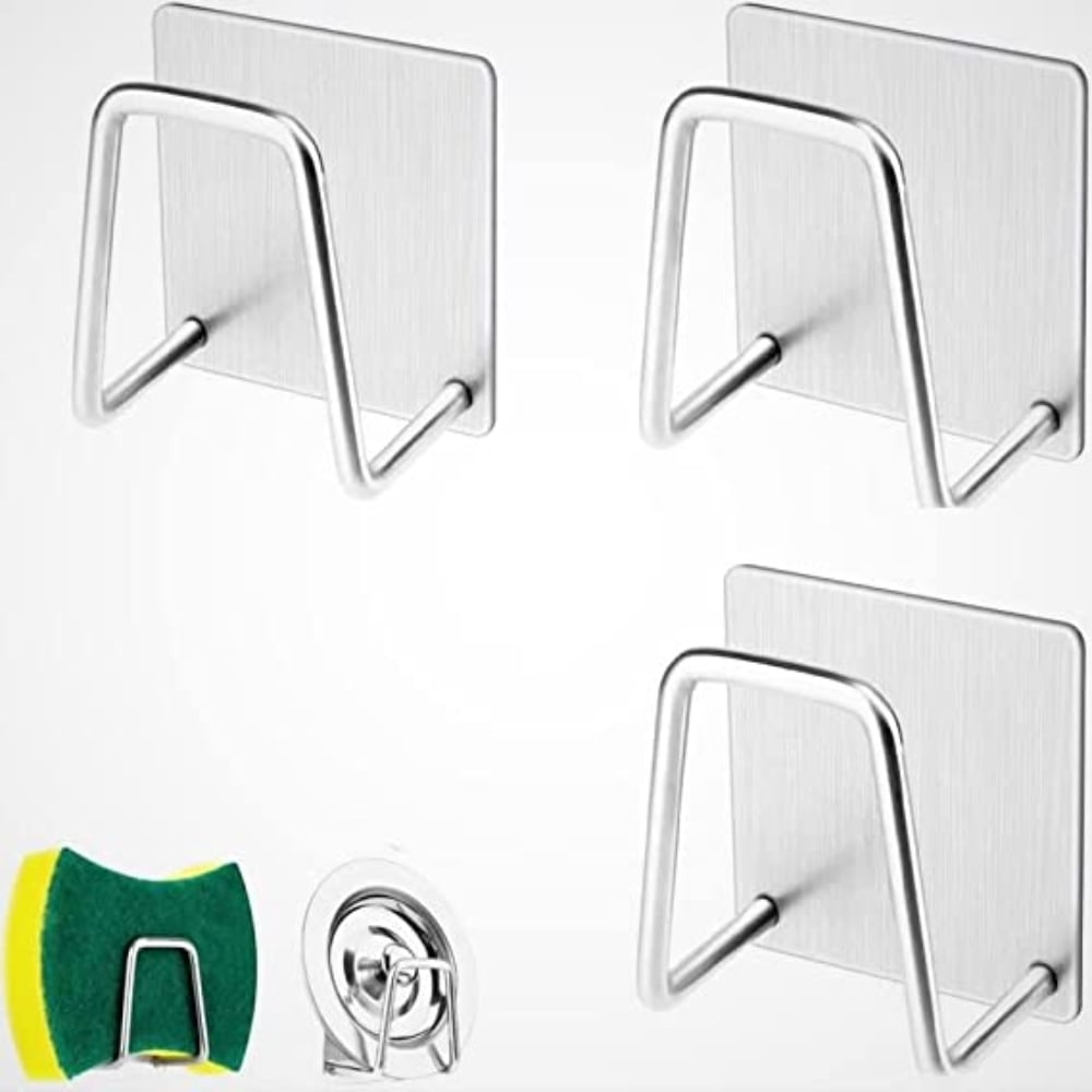[6-PACK] 3pc Adhesive Sponge Holder + 3pc Bottle Holder Wall Hooks ...