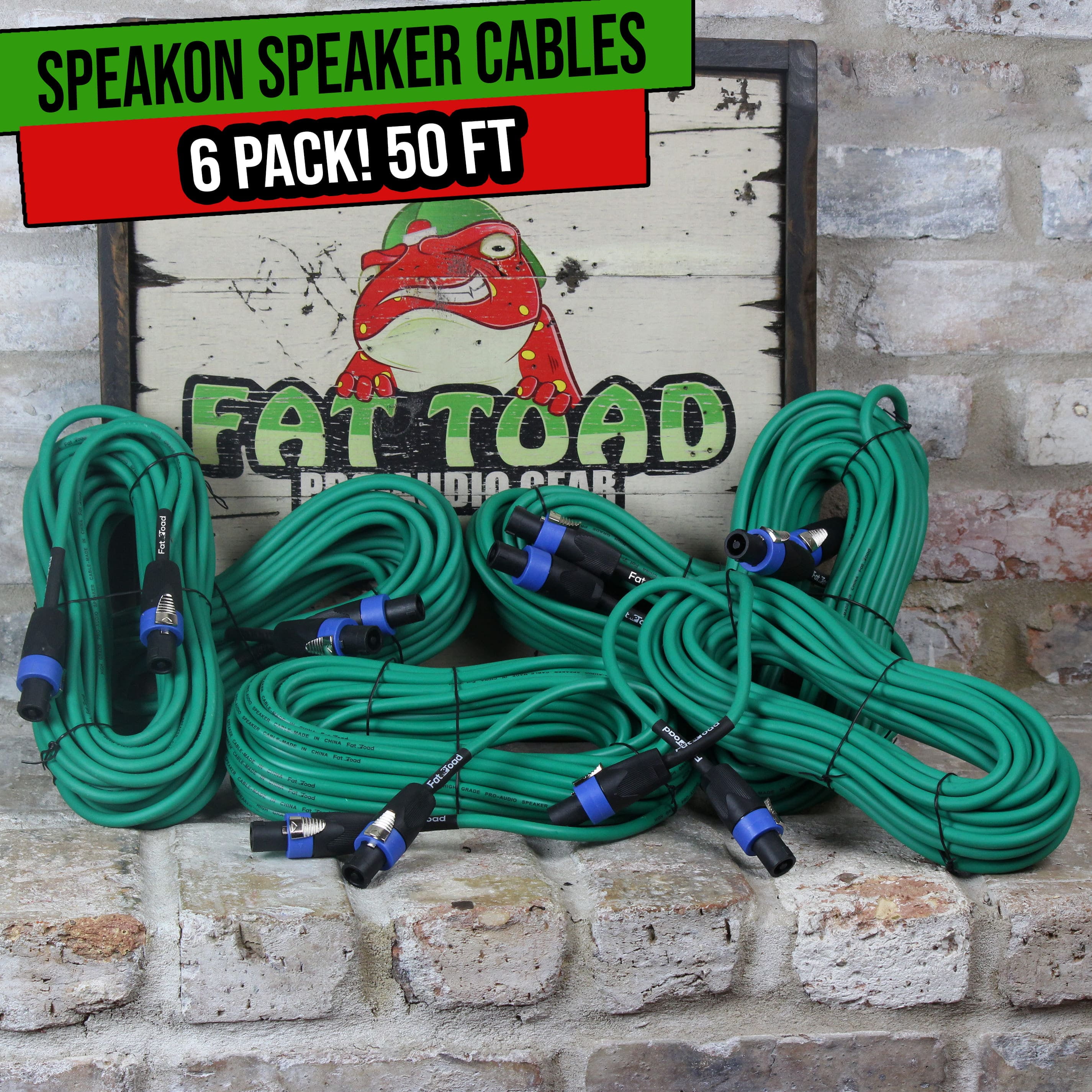 (6 PACK) 50FT Speakon Cables Fat Toad Speaker Cords | Twist Lock ...