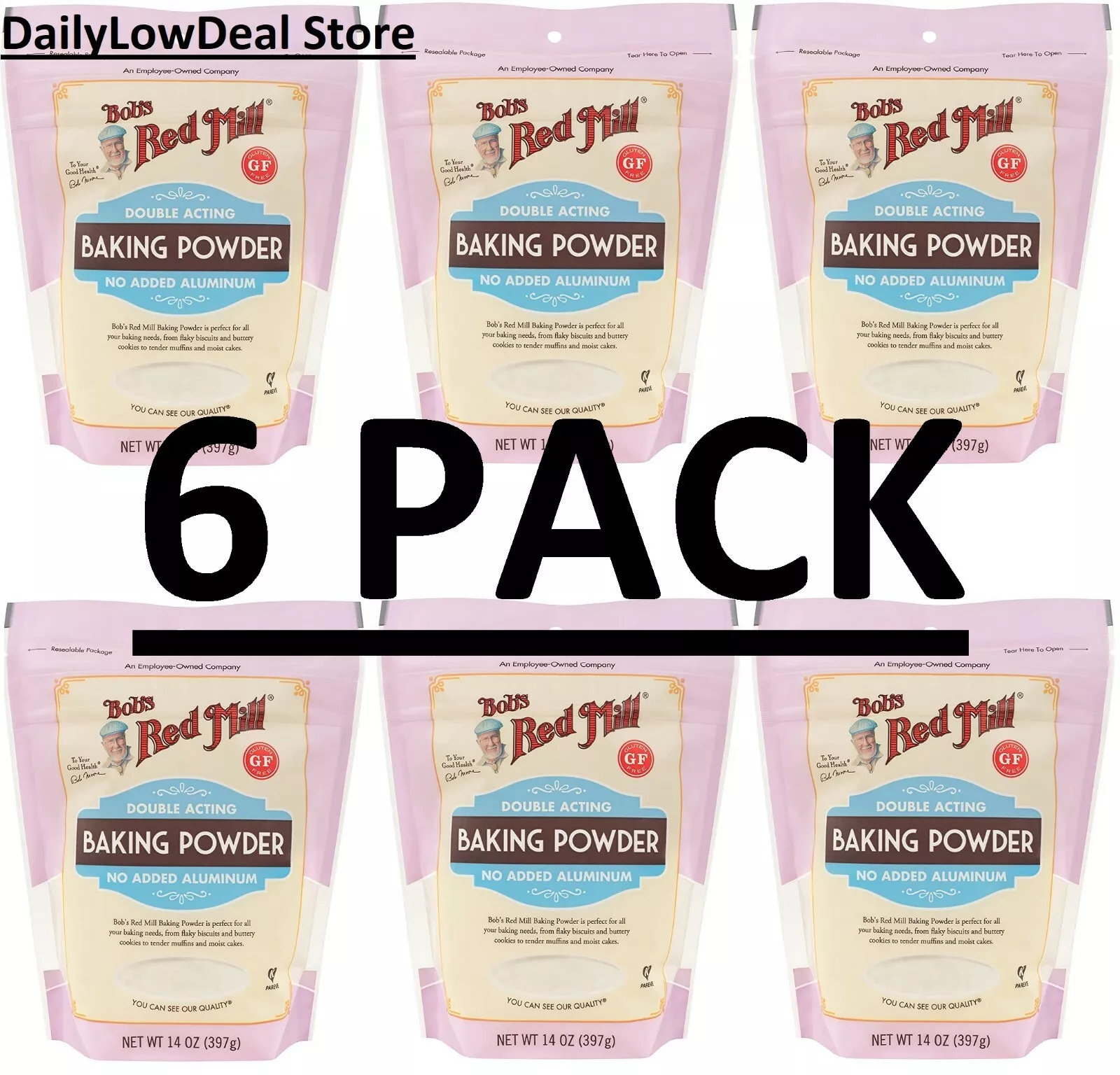 6 PACK - BOB'S RED MILL Double Acting Baking Powder 14 oz (Total 84 oz ...