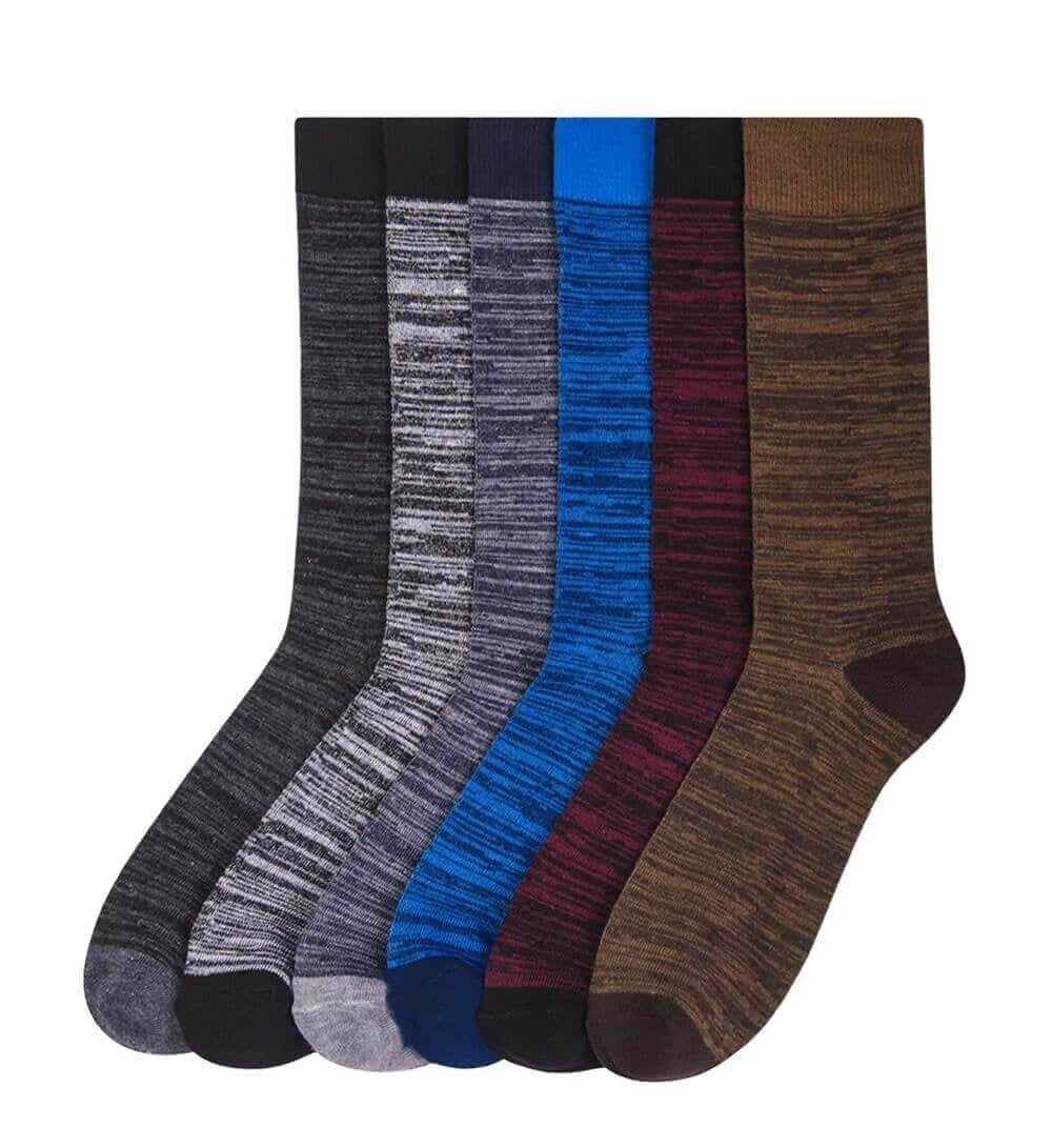 Couver 6-Pack Men's Quick-Drying Dress Crew Socks, Stripes Pattern ...