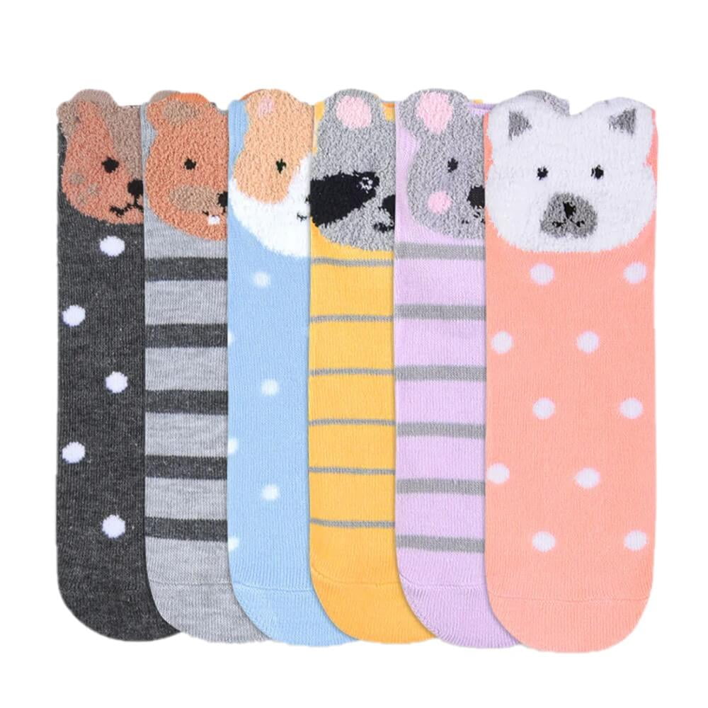 6-PACK Couver Women's Soft Picot Cutesie Anklet Socks, Animal Multi ...