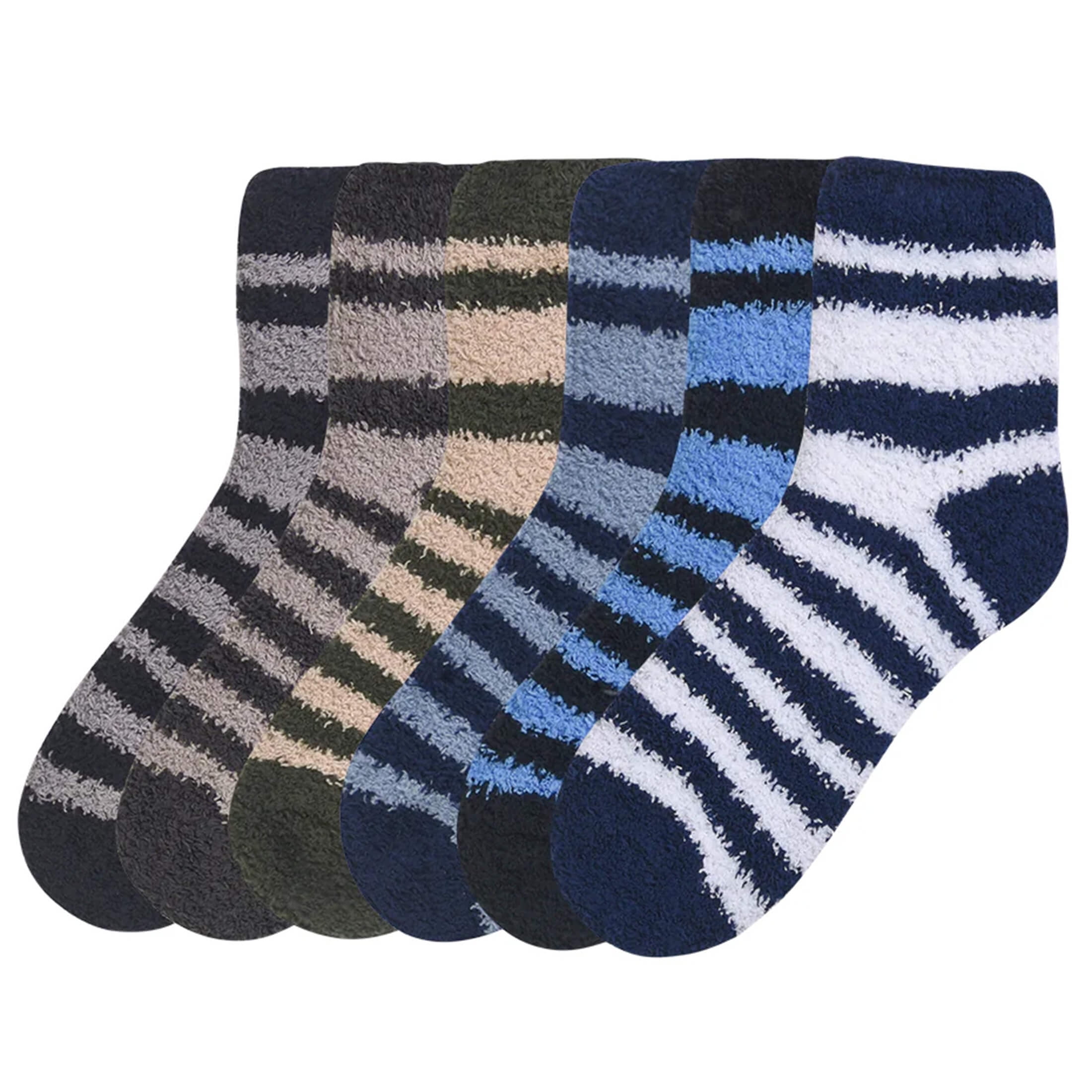 6-PACK Couver Women's Warm Soft Plush Socks, Multi-Color Stripe Pattern ...