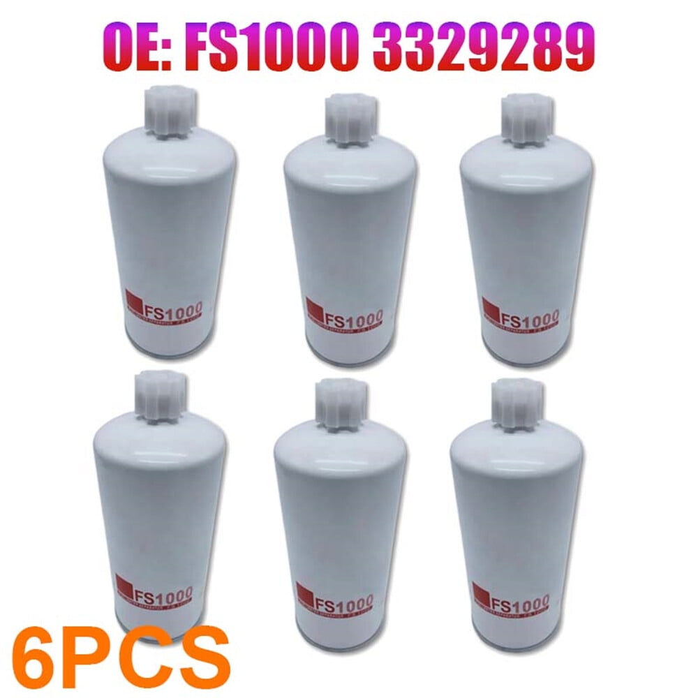 6 PACK FS1000 Fuel Filter Fit Cummins 3329289 Fuel Water Separator Spin ...