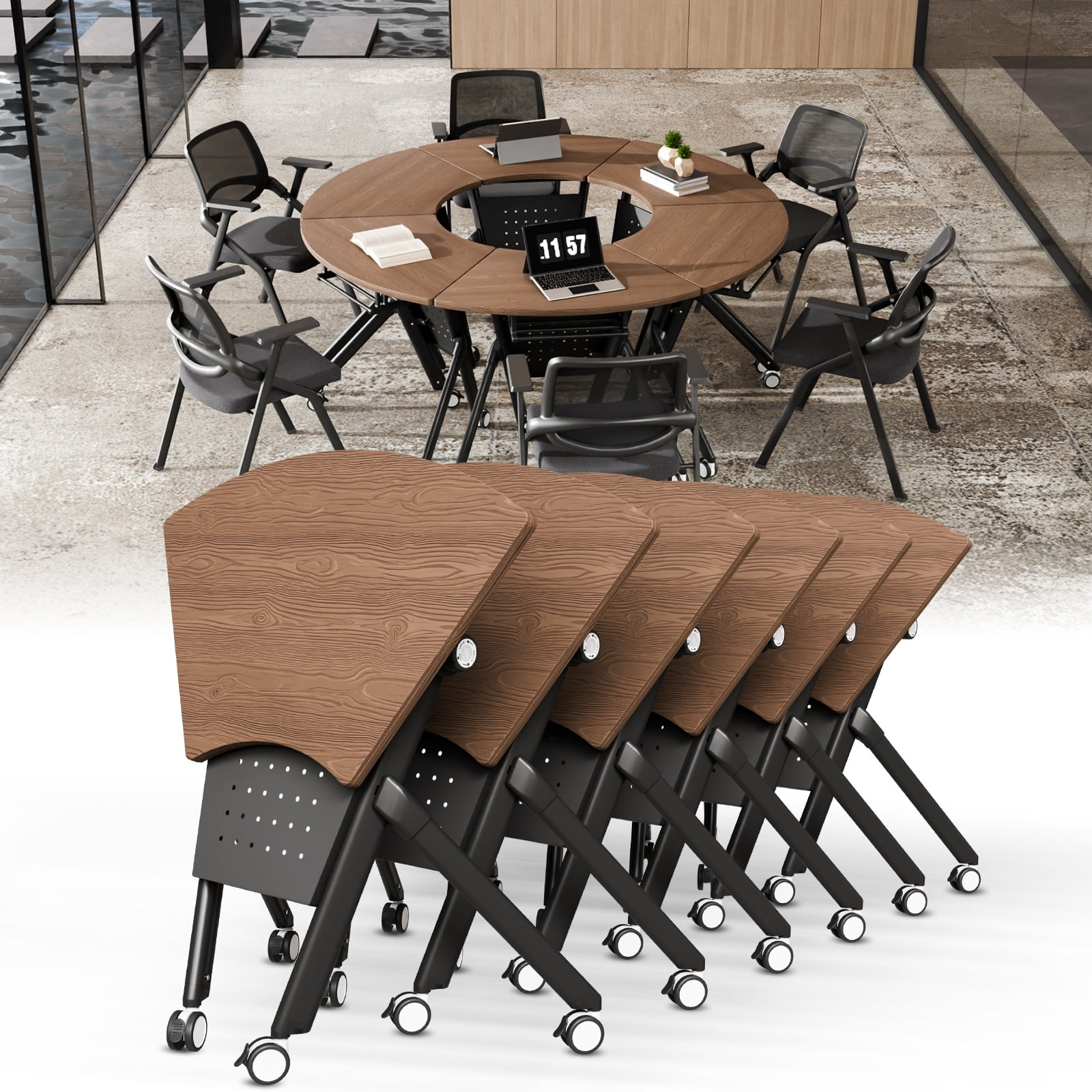 6 PACK Folding Conference Tables with Wheels Mobile Meeting Table ...
