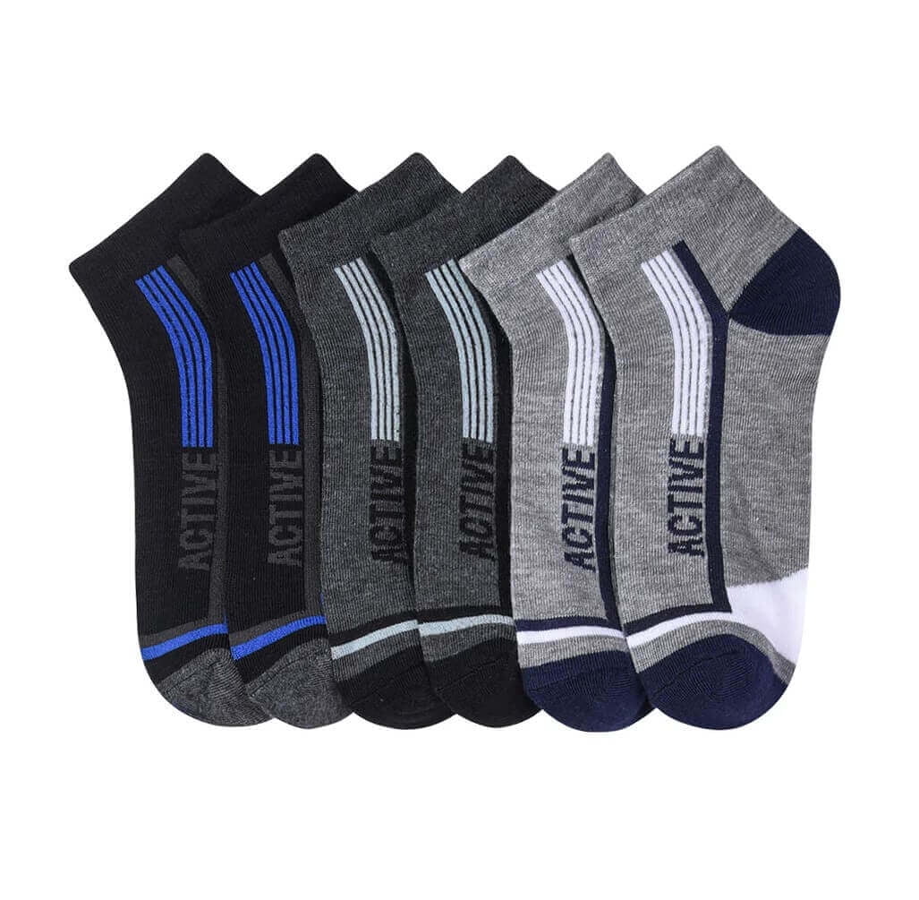 6-PACK Men's Comfort Low Cut Socks, Spandex Socks, Stripes Pattern, 9 ...