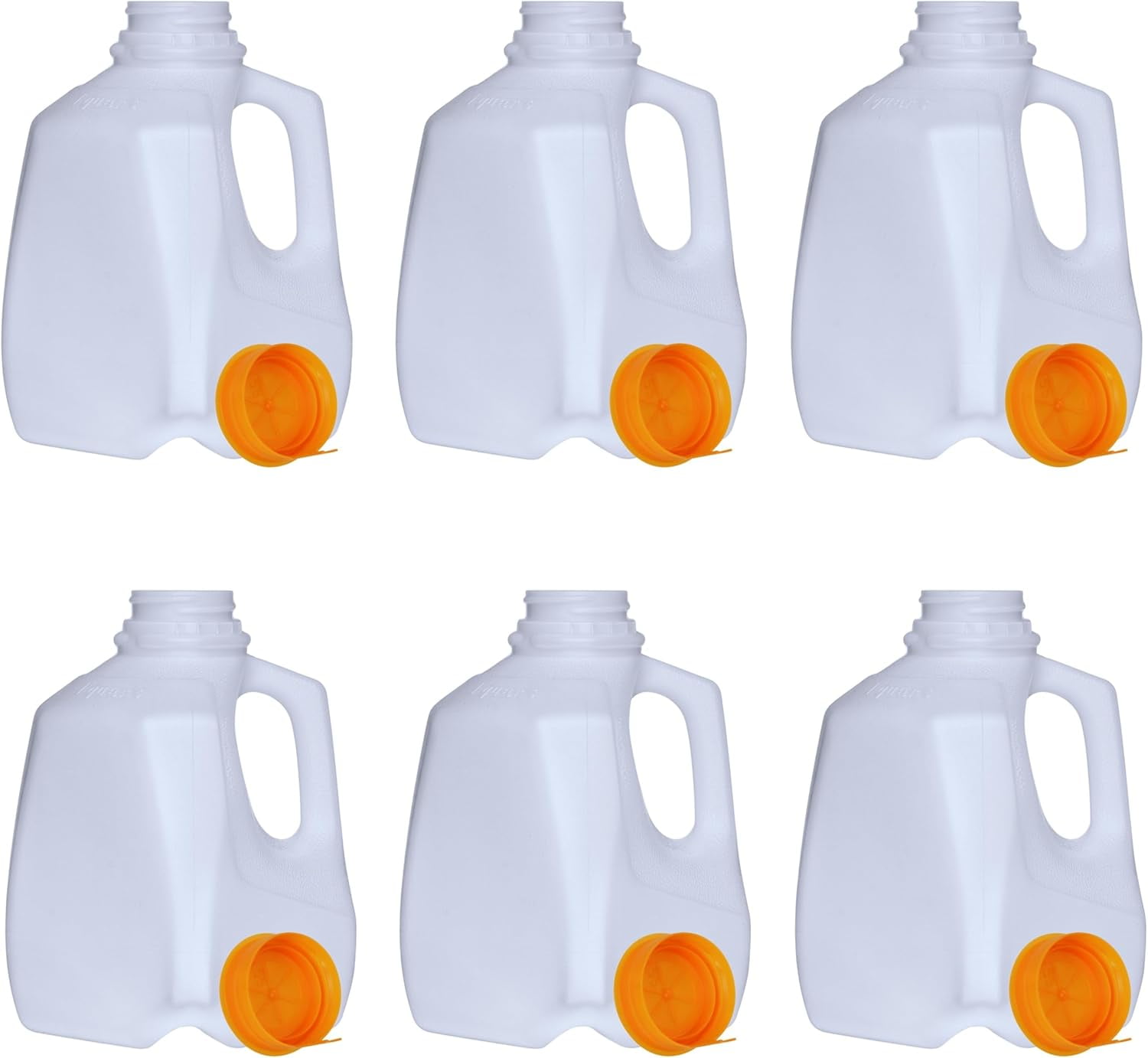 (6 PACK) Mini Milk Jug Plastic With Lid Quart Size Jugs Empty Milk Jugs ...