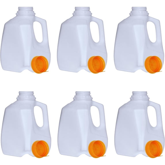 (6 PACK) Mini Milk Jug Plastic With Lid Quart Size Jugs Empty Milk Jugs ...