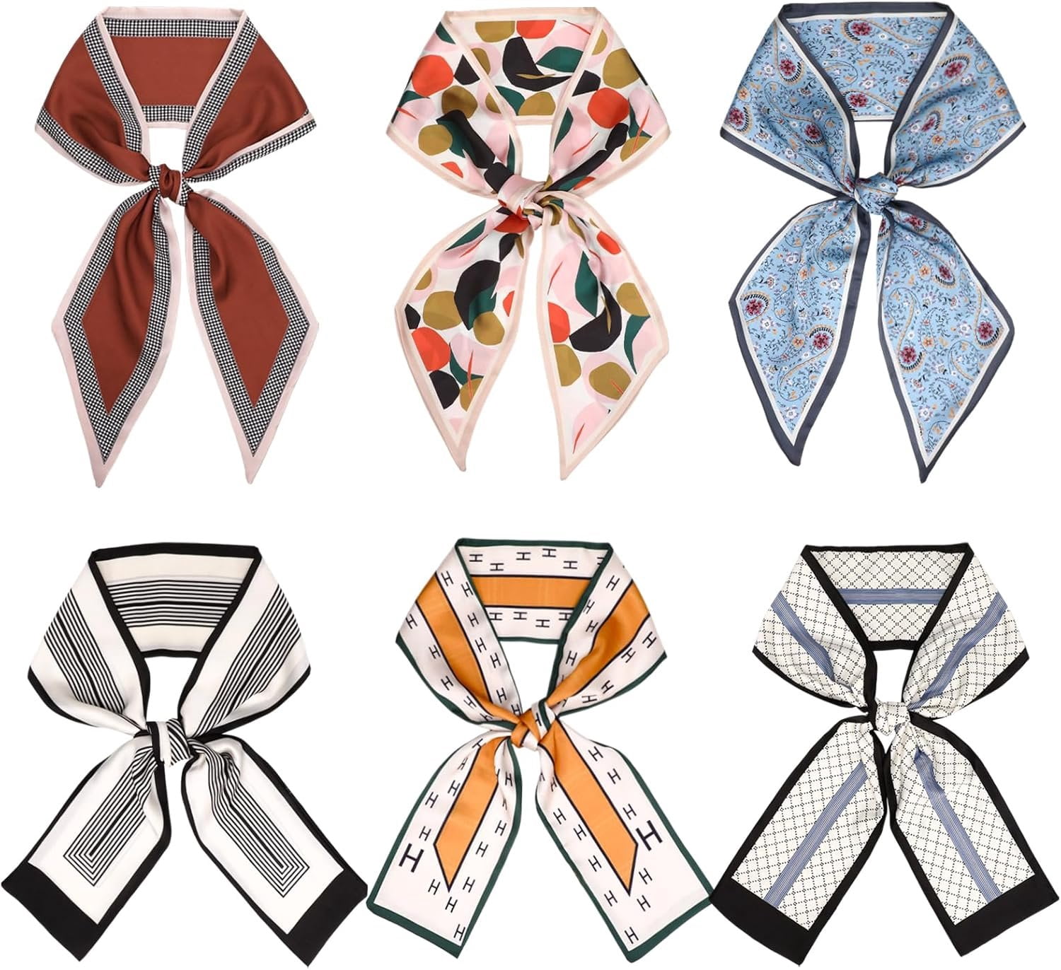 6 PACK Scarf Hair Printed Scarves Women Purse Bag Scarf for Handbags ...