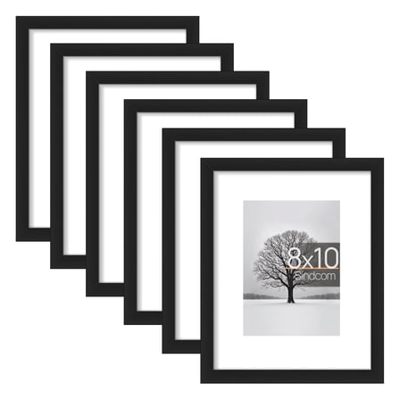 BIDK Home Geometric Inlay Picture Frame - for 4" x 6" Photo - Black and ...