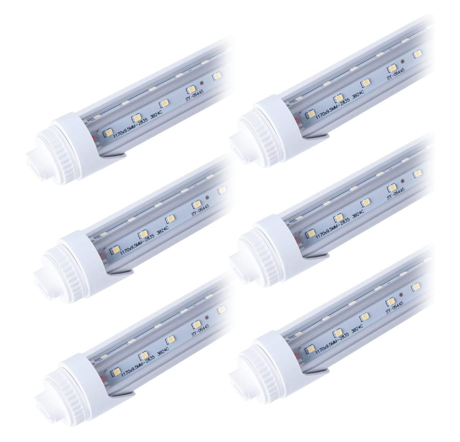 6 PACK T8 5FT 48W V-Shaped LED Tube Light,360 Degree Rotatable R17D ...