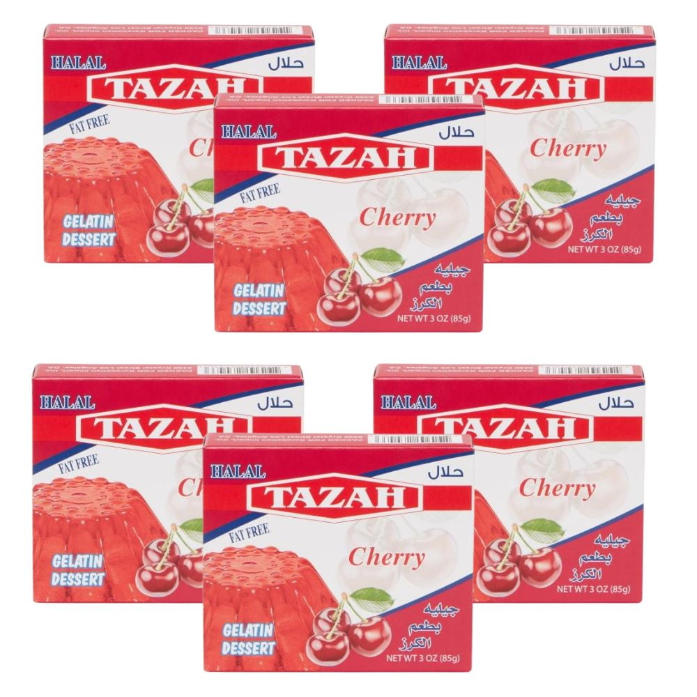【6 PACK】Tazah Halal Cherry Gelatin – 3 oz Delicious & Certified Halal ...