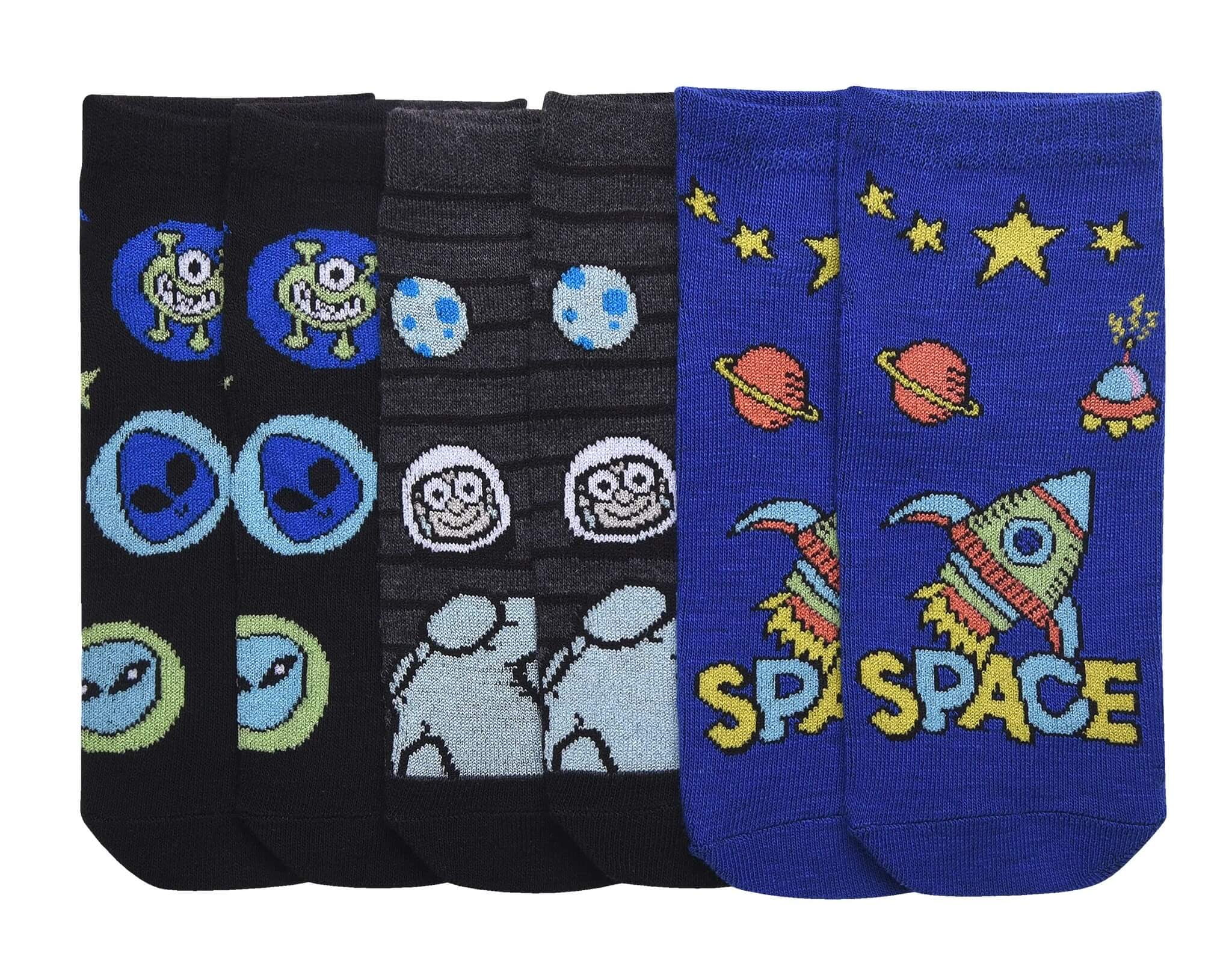 6-PACK Toddler Boy's Comfort Low Cut Socks, Spandex Socks, Space ...