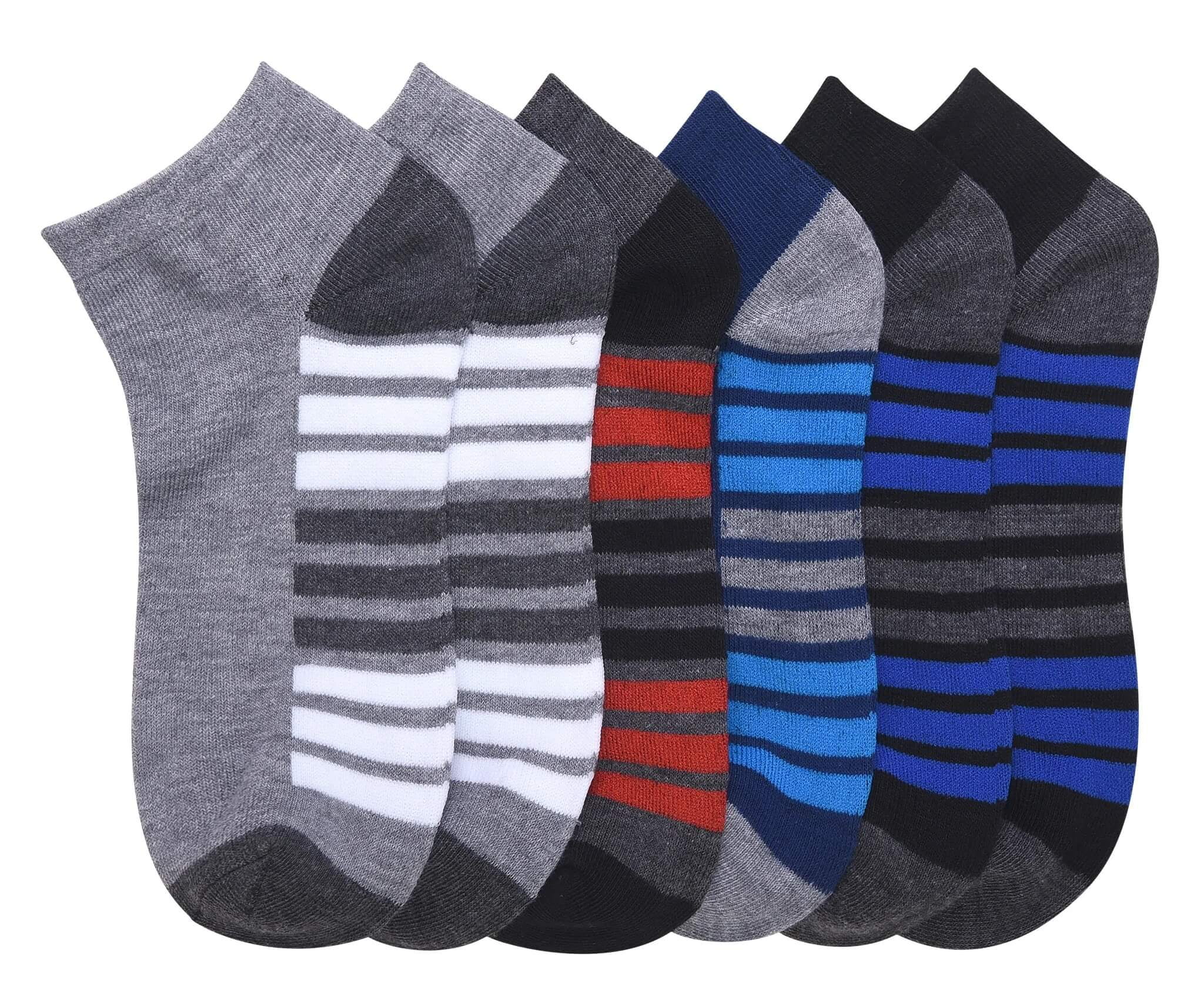 6-PACK Toddler Boy's Comfort Low Cut Socks, Spandex Socks, Stripes ...