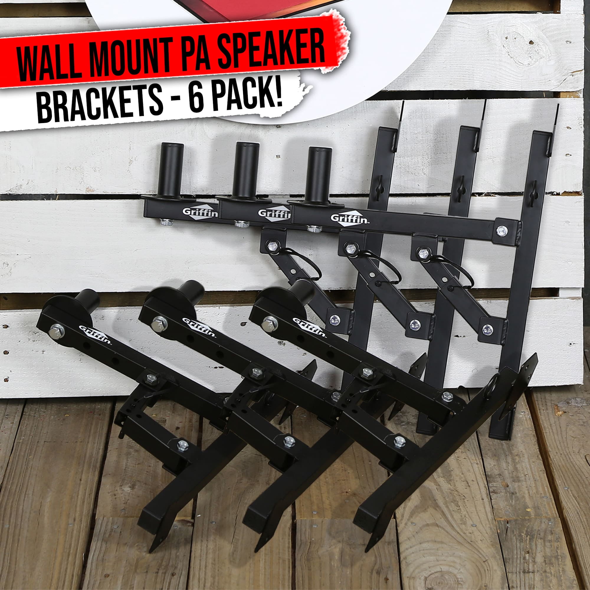 6-PACK Wall Mountable PA Speaker Bracket Stands Griffin | Level Tilt ...