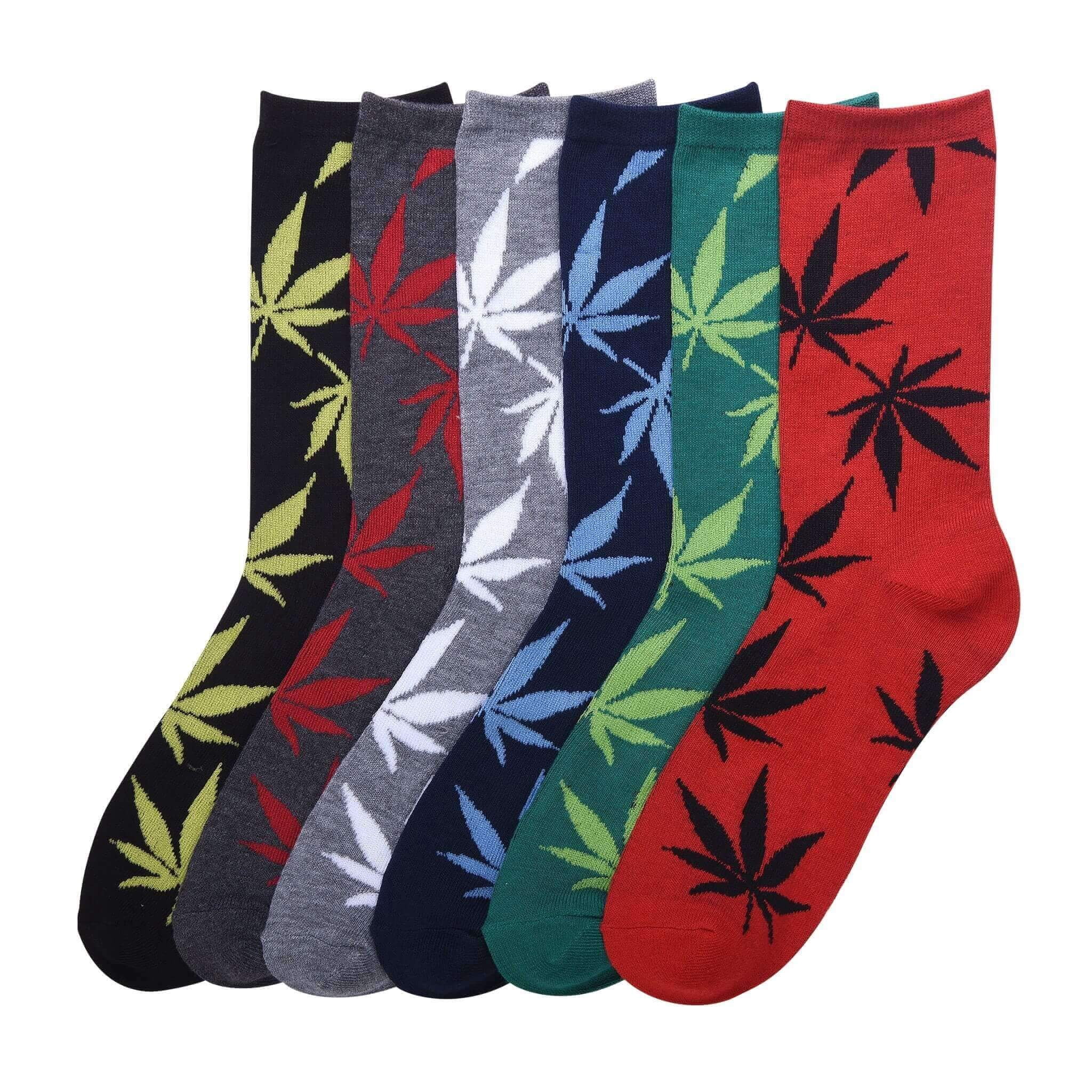 6-PACK Women's Comfort Design Colorful Patterned Crew Socks, Maple Leaf ...