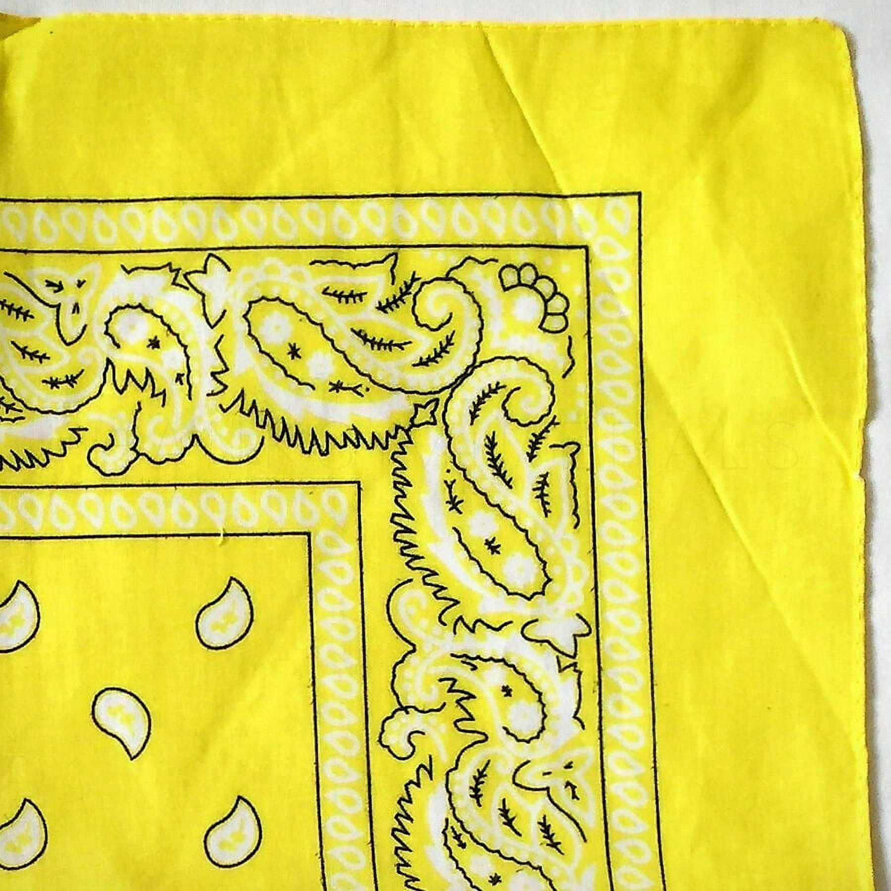 (6 PACK) YELLOW Bandana Cotton Paisley Double-Sided Scarf Head Neck ...