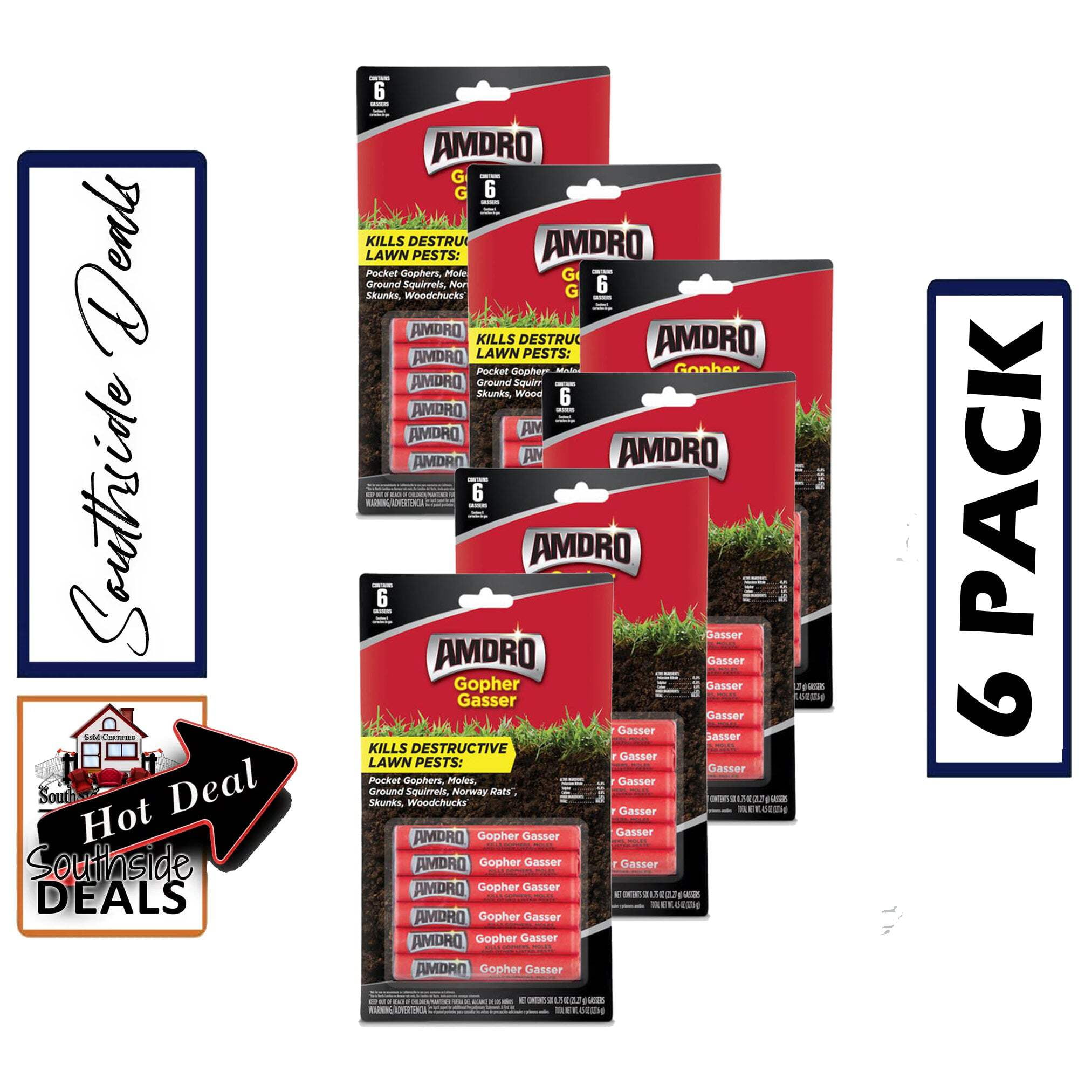 Amdro Gopher Gassers Kills Gophers Moles Rats Woodchucks Skunks Multi ...