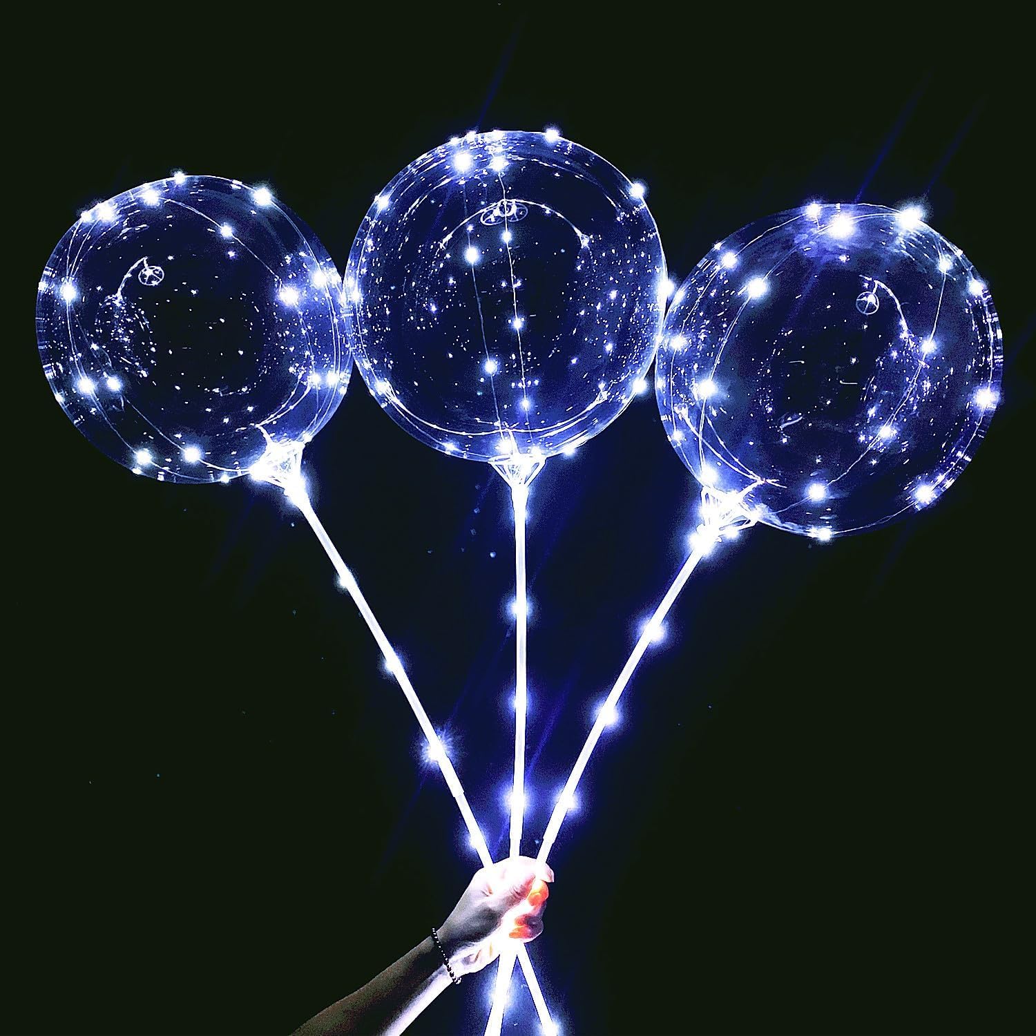 6 PACKS LED Bobo Balloons, Clear KKS1 Light Up Balloons,Helium Glow ...