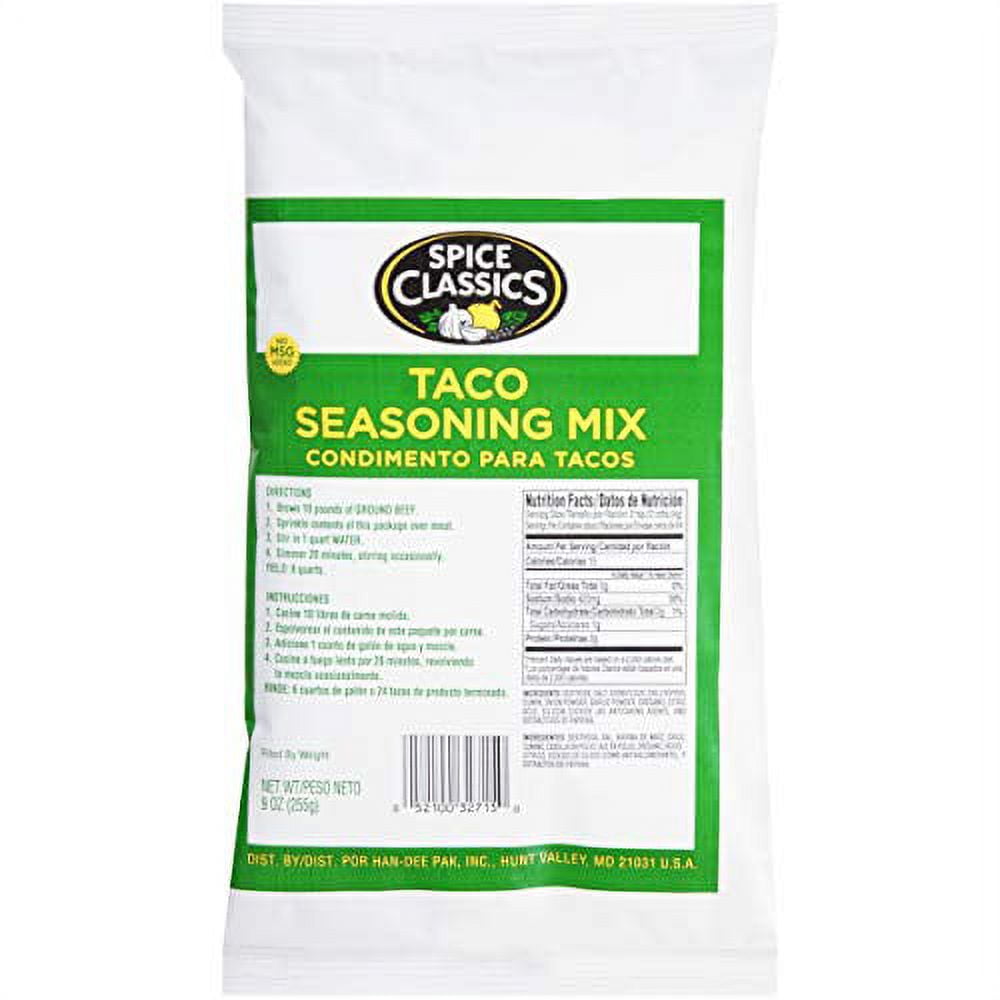 6 PACKS : Spice Classics Taco Seasoning - 9 oz. packet, 6 per case ...