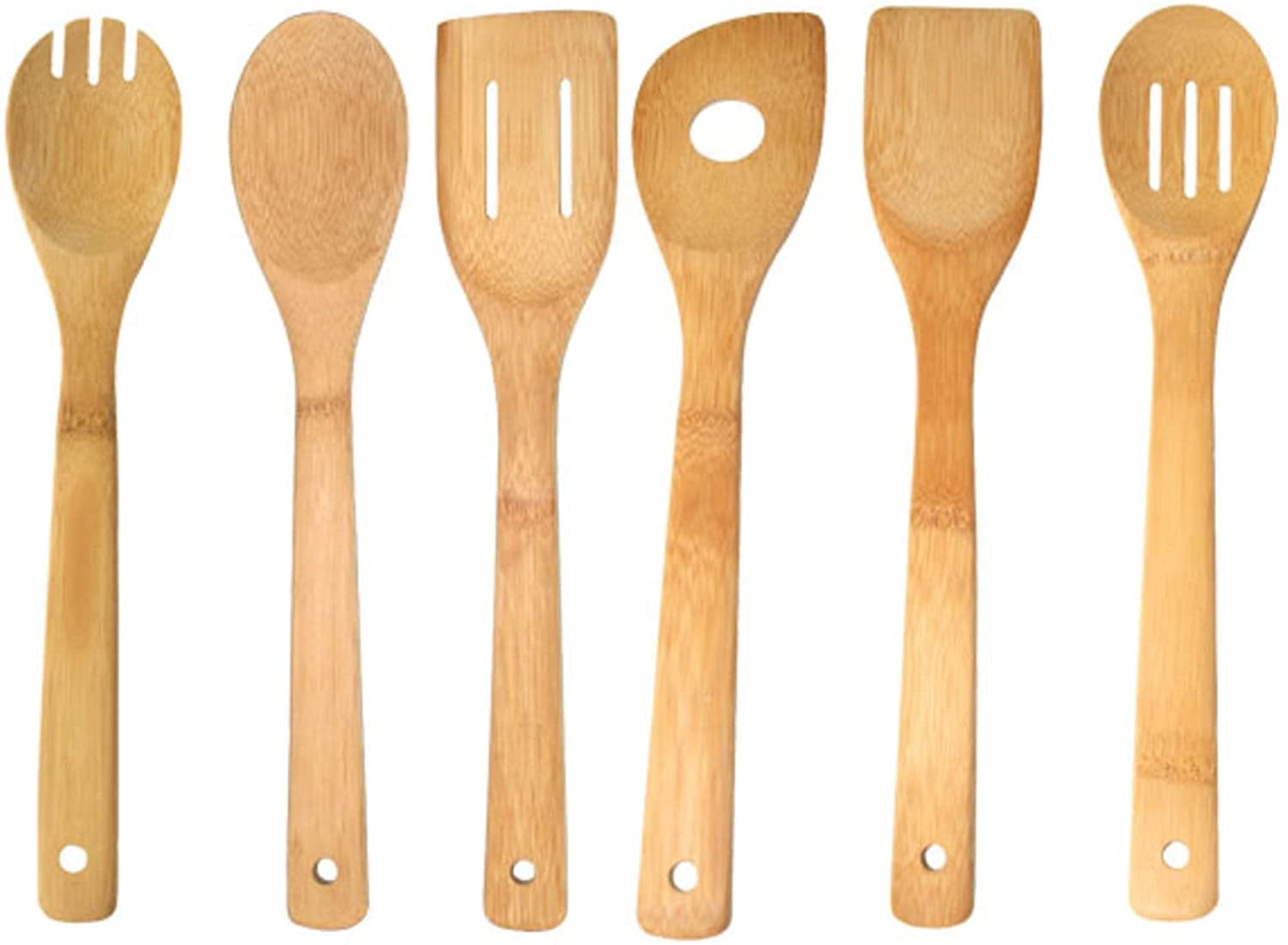 6 PC Bamboo Kitchen Utensil Set, Cooking Tools, Spatula, Turner ...