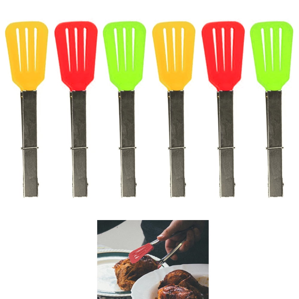 6 PC Cooking Tongs Kitchen Nylon Slotted Silicone Serving Heat ...
