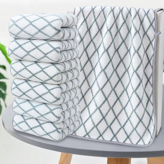 6 PC Cotton Towel Set Absorbent Quick Dry Face Towels 13.78x29.53 ...