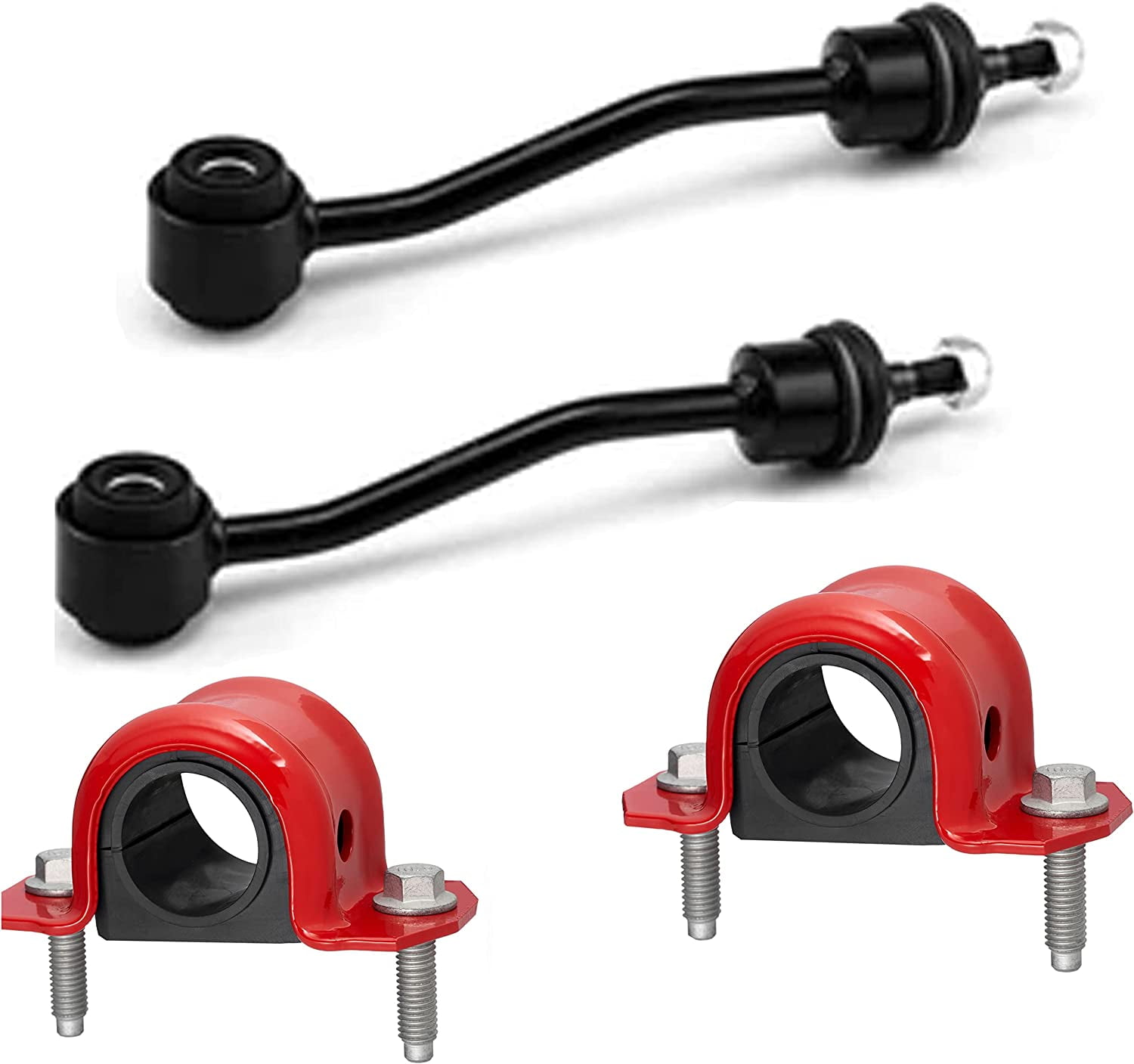 6 PC Front Sway Bar Link Kit + Front CODE RED EXTREME Bracket + Bushing ...