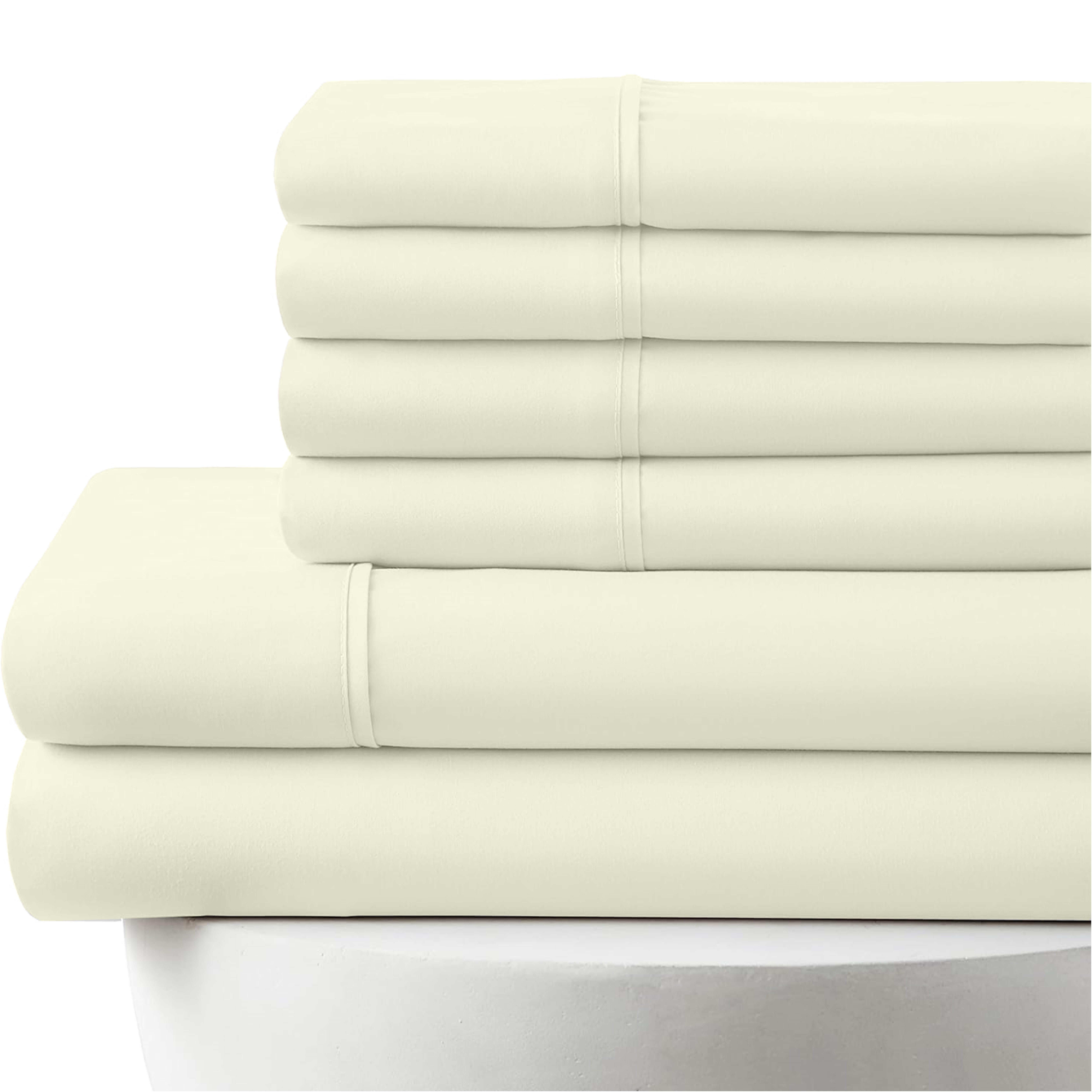 6-PC Full XL Egyptian 1000-TC Cotton Sheet Set - 18" Deep Pockets with 1 Fitted Sheet, 1 ...