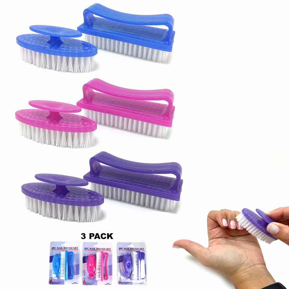 6 PC Nail Cleaning Brush Set Fingernail Handle Grip Brushes Toes Nails ...