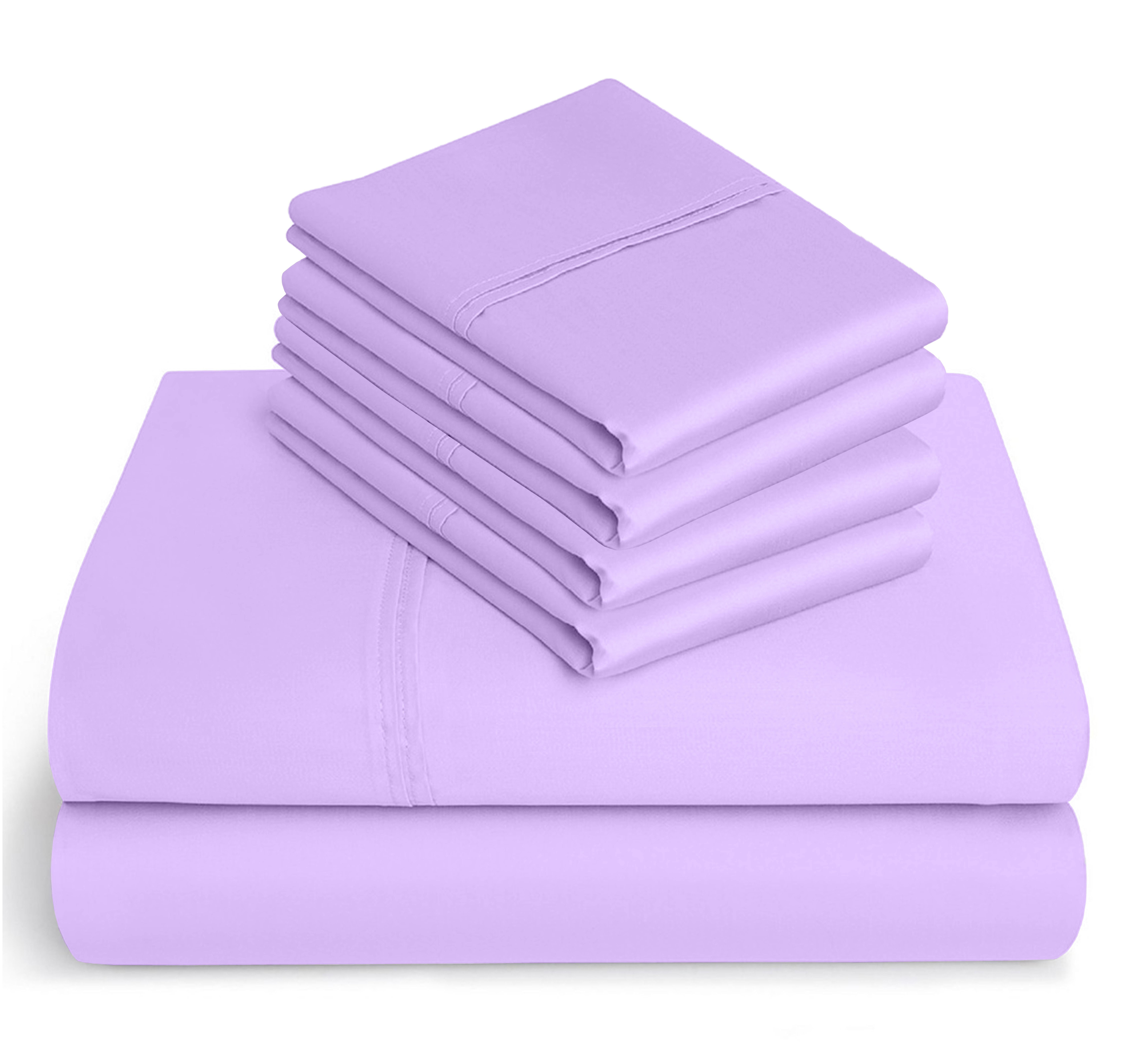 6-PC Pure Giza Cotton Full Size, Lilac Color Bedsheet Set - 400-Thread ...