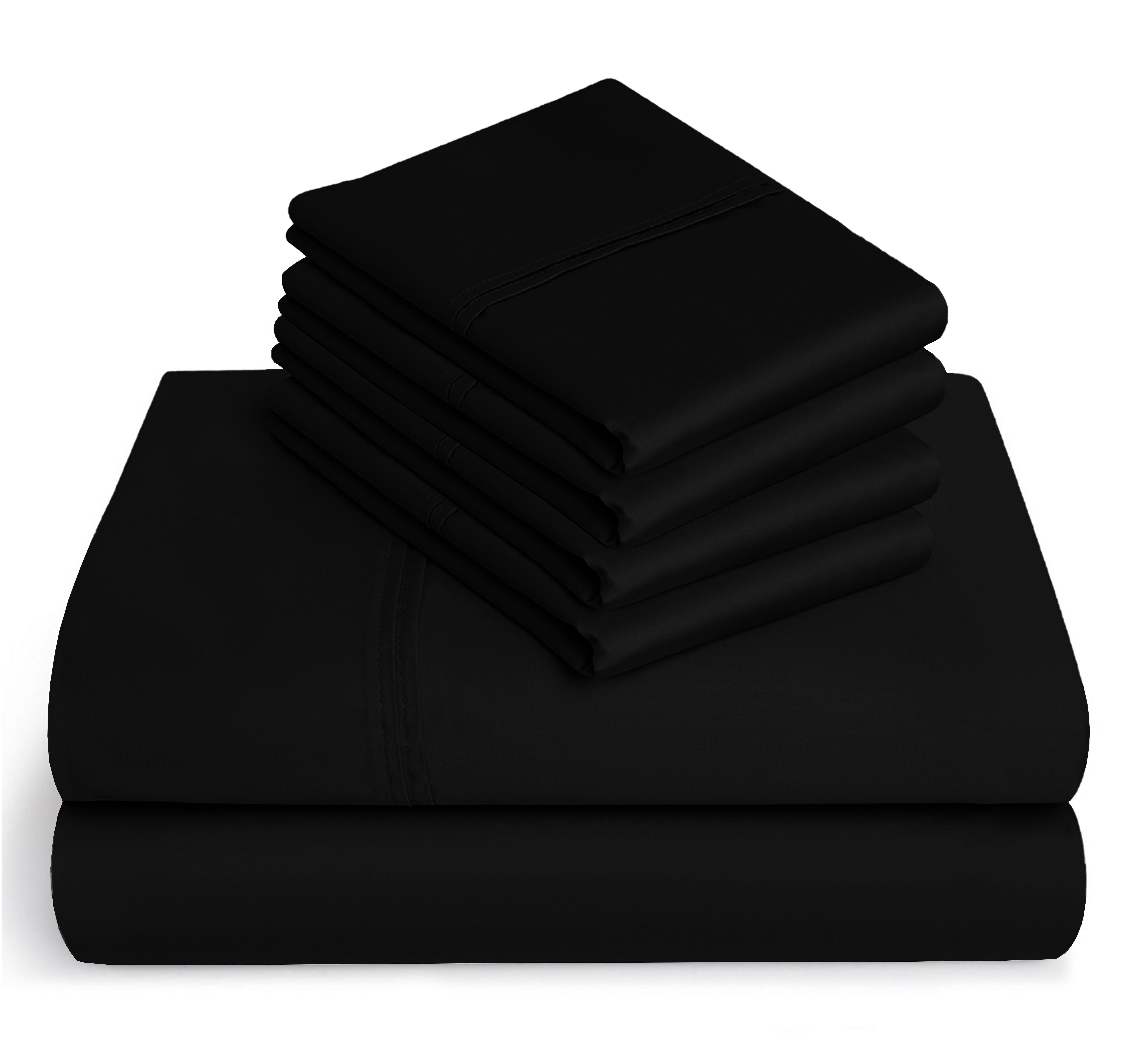 6-PC Pure Giza Cotton Queen XL Size, Black Color Bedsheet Set - 600 ...