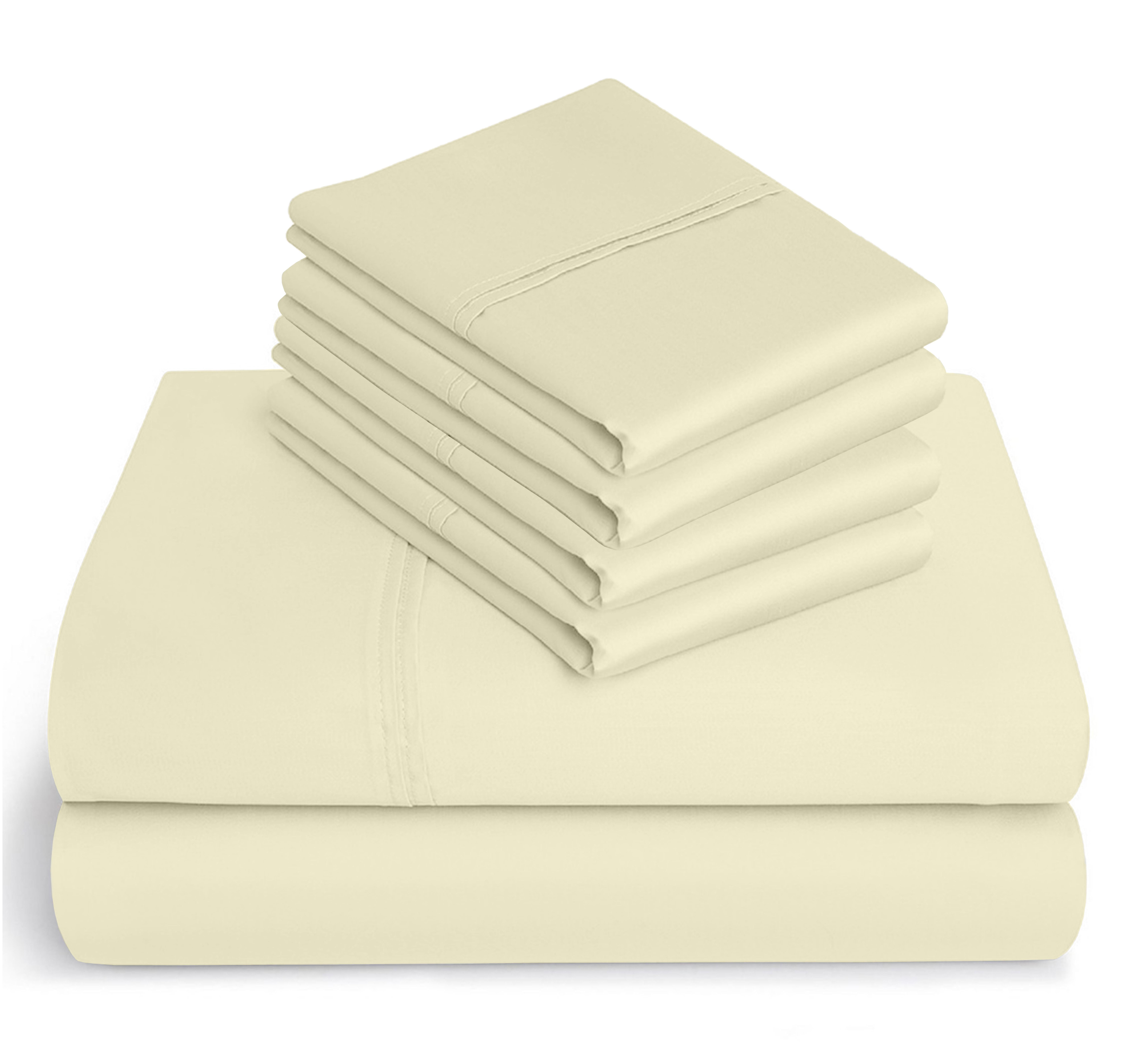 6-PC Pure Giza Cotton Short King Size, Ivory Color Bedsheet Set - 300 ...
