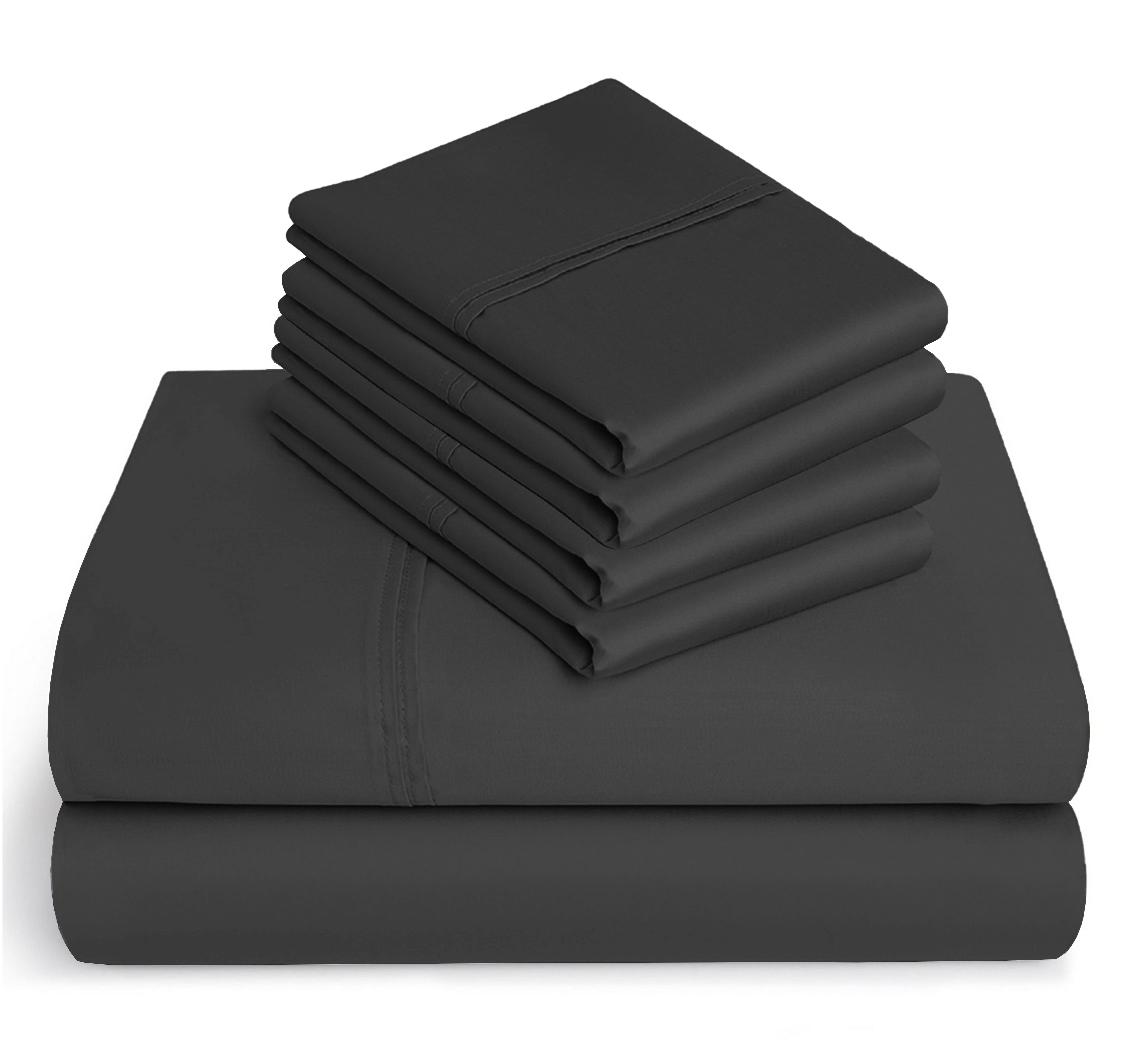 6-PC Pure Giza Cotton Split Head King Size, Dark Grey Color Bedsheet ...