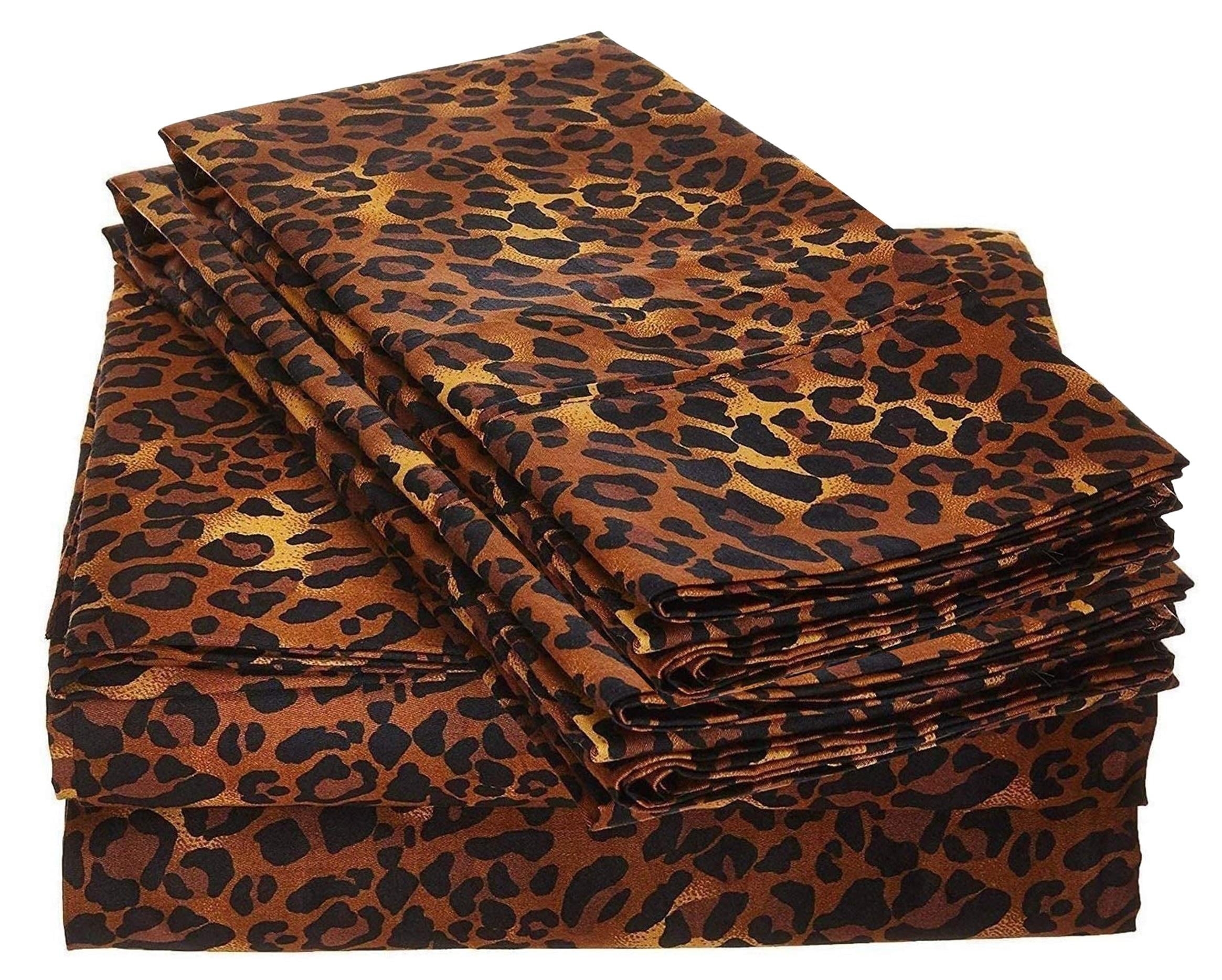 6 Pc Pure Giza Cotton Split Head King Size Leopard Print Color