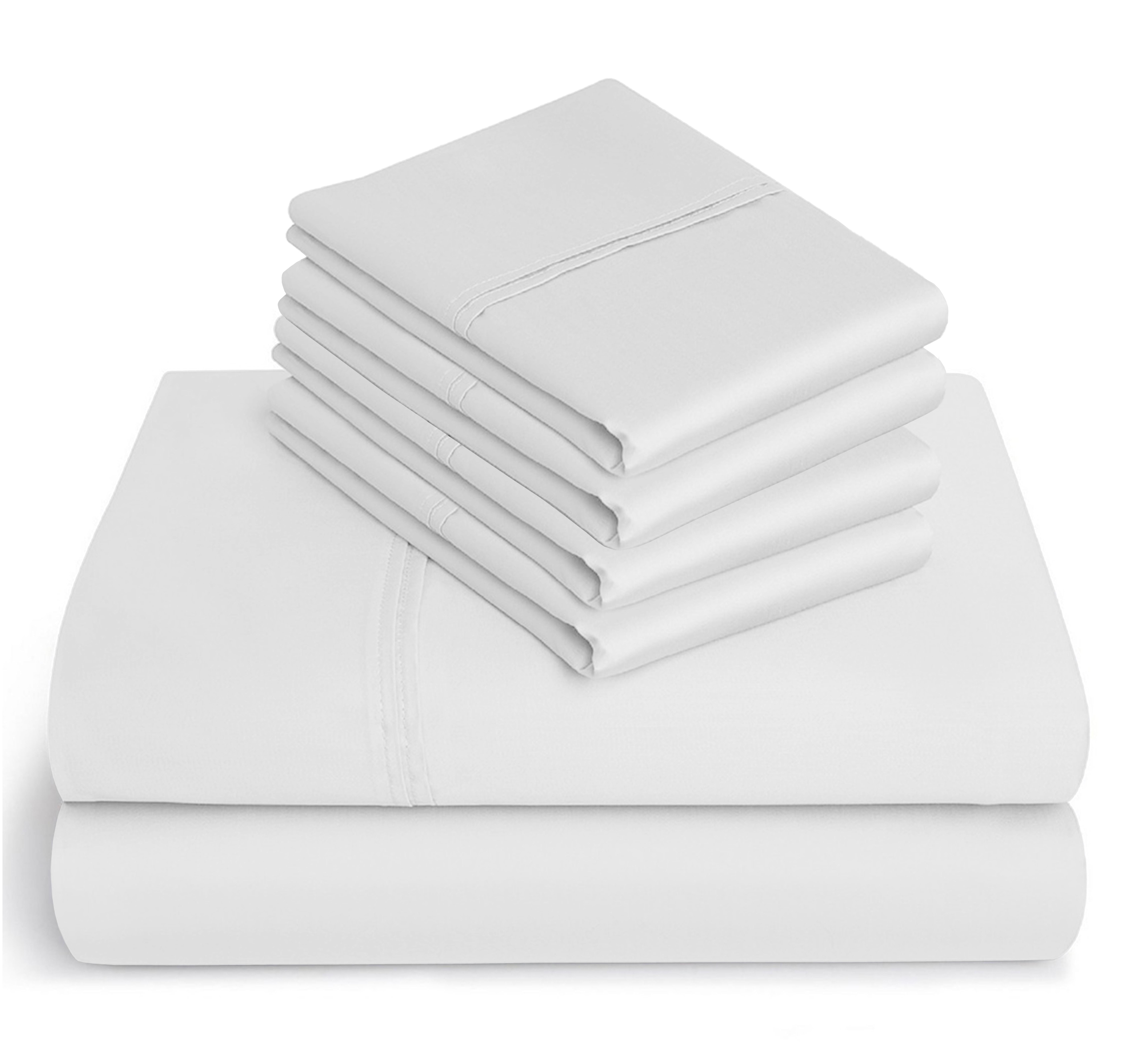 6 Pc Pure Giza Cotton Split Head King Size White Color Bedsheet Set