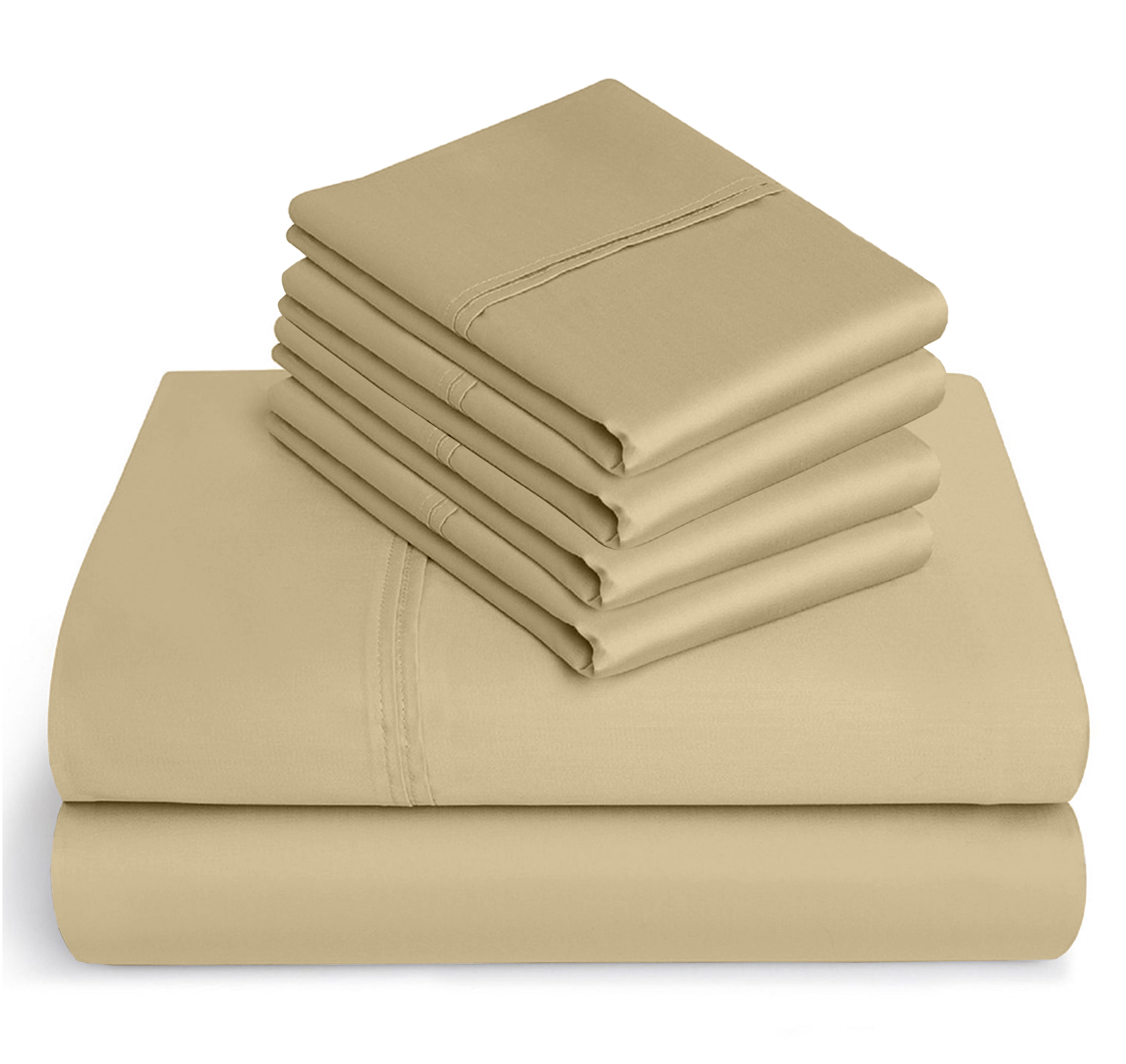6-PC Pure Giza Cotton Twin Size, Taupe Color Bedsheet Set - 400-Thread ...