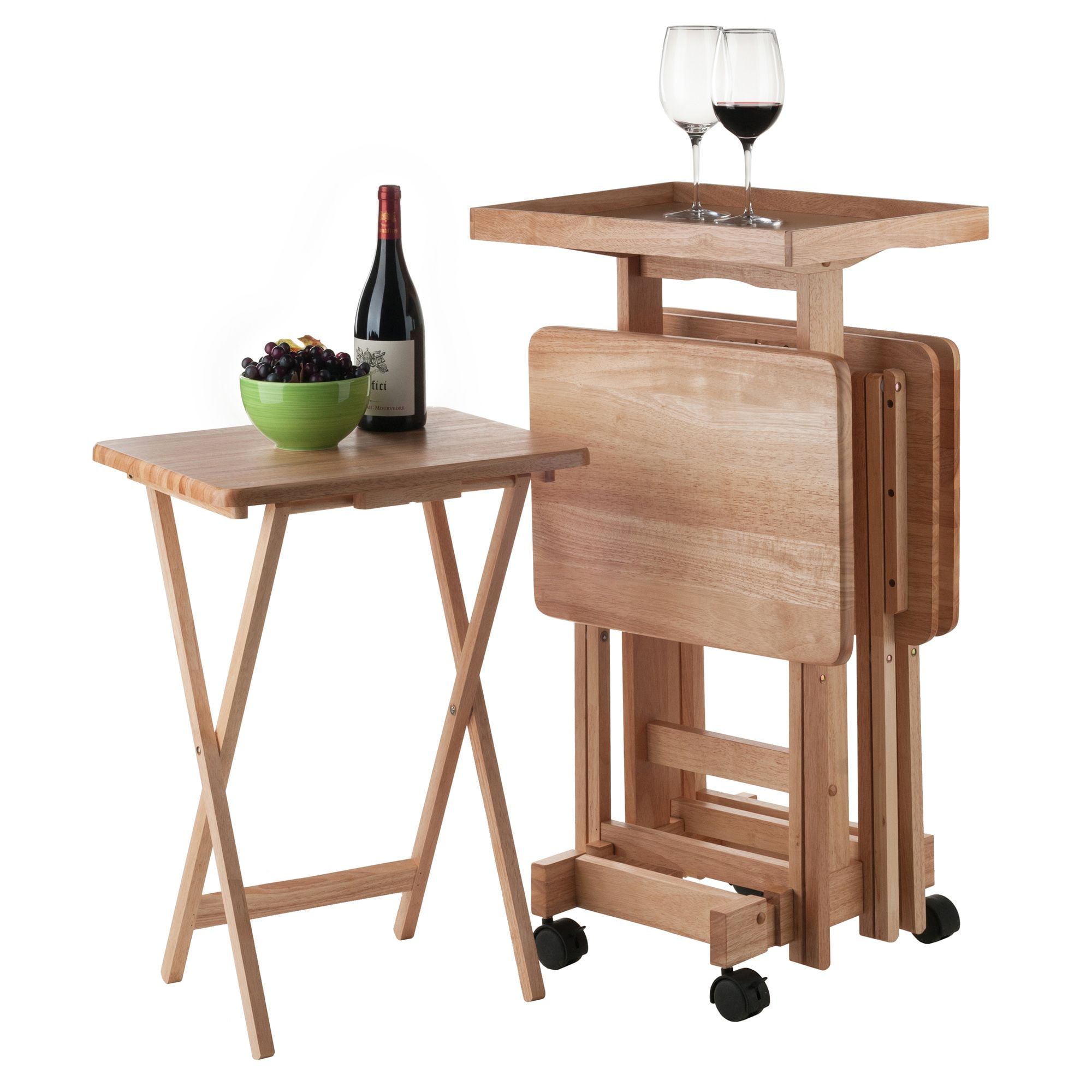 6-PC Snack Table Set Natural - Walmart.com