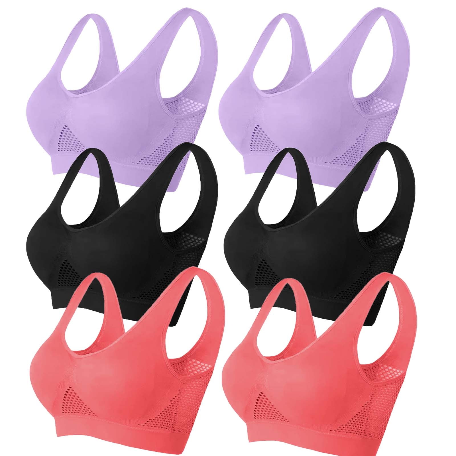 6 PC Sports Bras for Women 2024 New Breathable Cool Liftup Air Bra ...