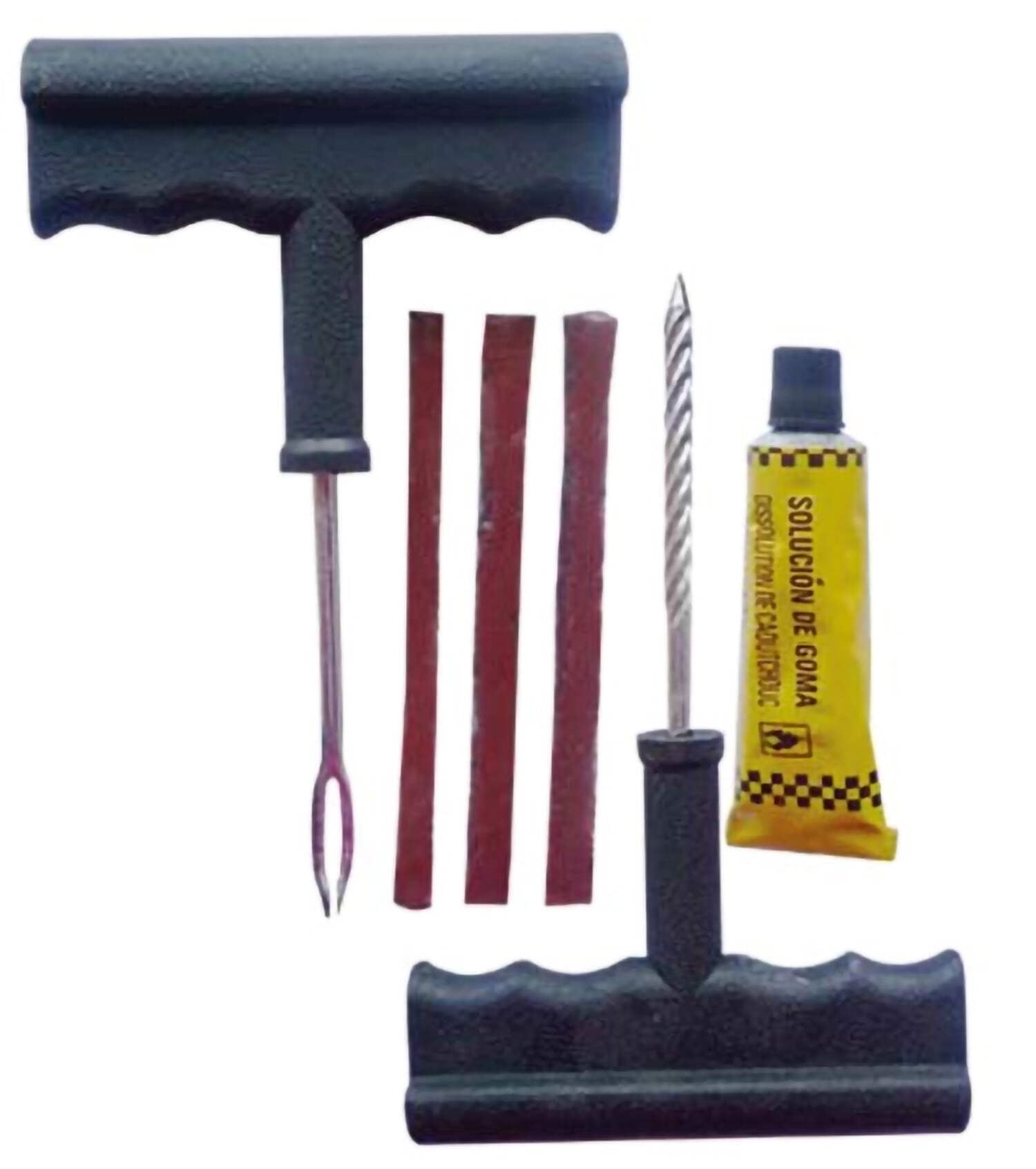 6 PC Tubeless Flat Car Tire Repair Kit Split Eye Needle Rubber Auto ...