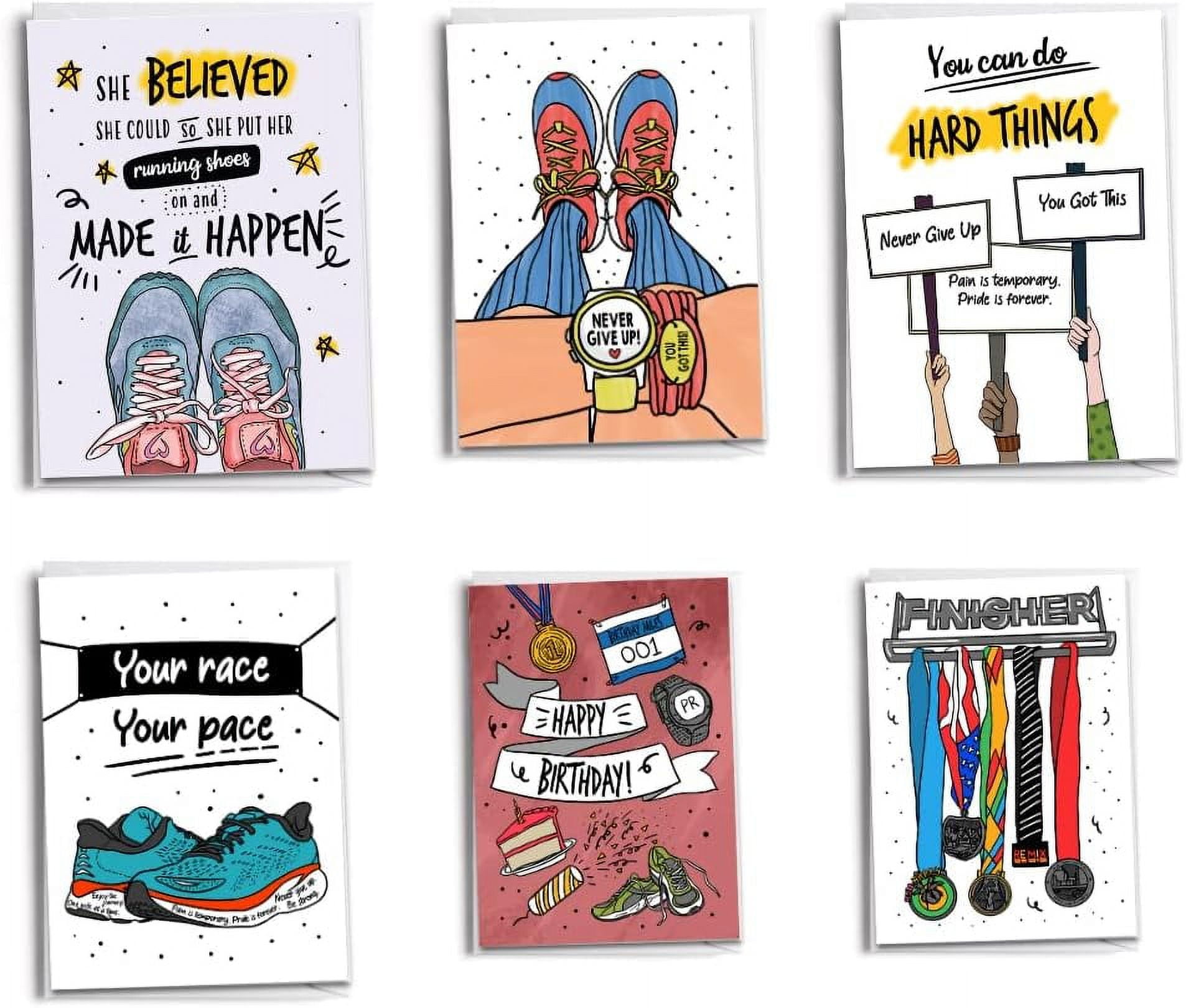 6 PC Woman Run Cards | Birthday | Congratulations Run Happy Pack ...
