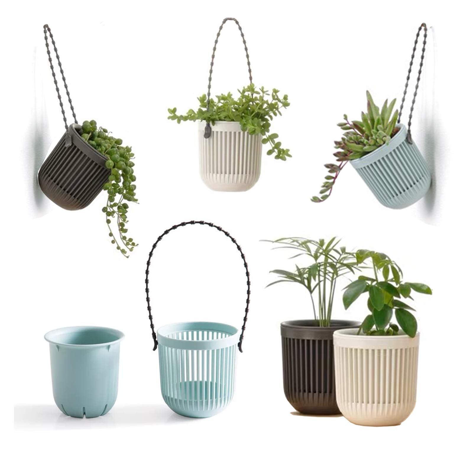 6 PCAK Succulent Planters Pots with Drainage, for Mini Plants Hanging ...