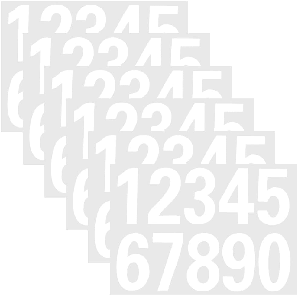 6 PCS 0~9 Reflective Mailbox Number Stickers White Vinyl Waterproof ...