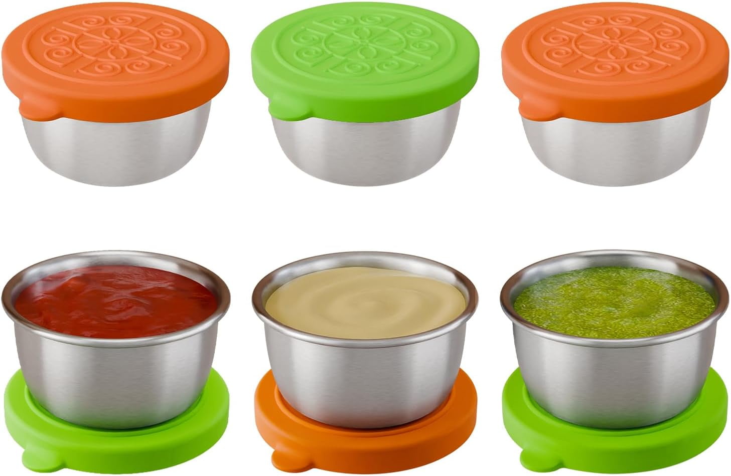 6 PCS 1.6 oz Salad Dressing Container To Go, 304 Stainless Steel Small ...