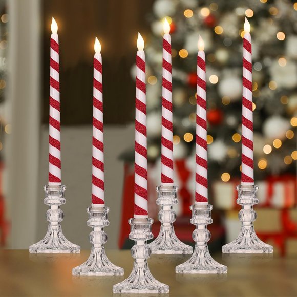 Candy Cane Taper Candles