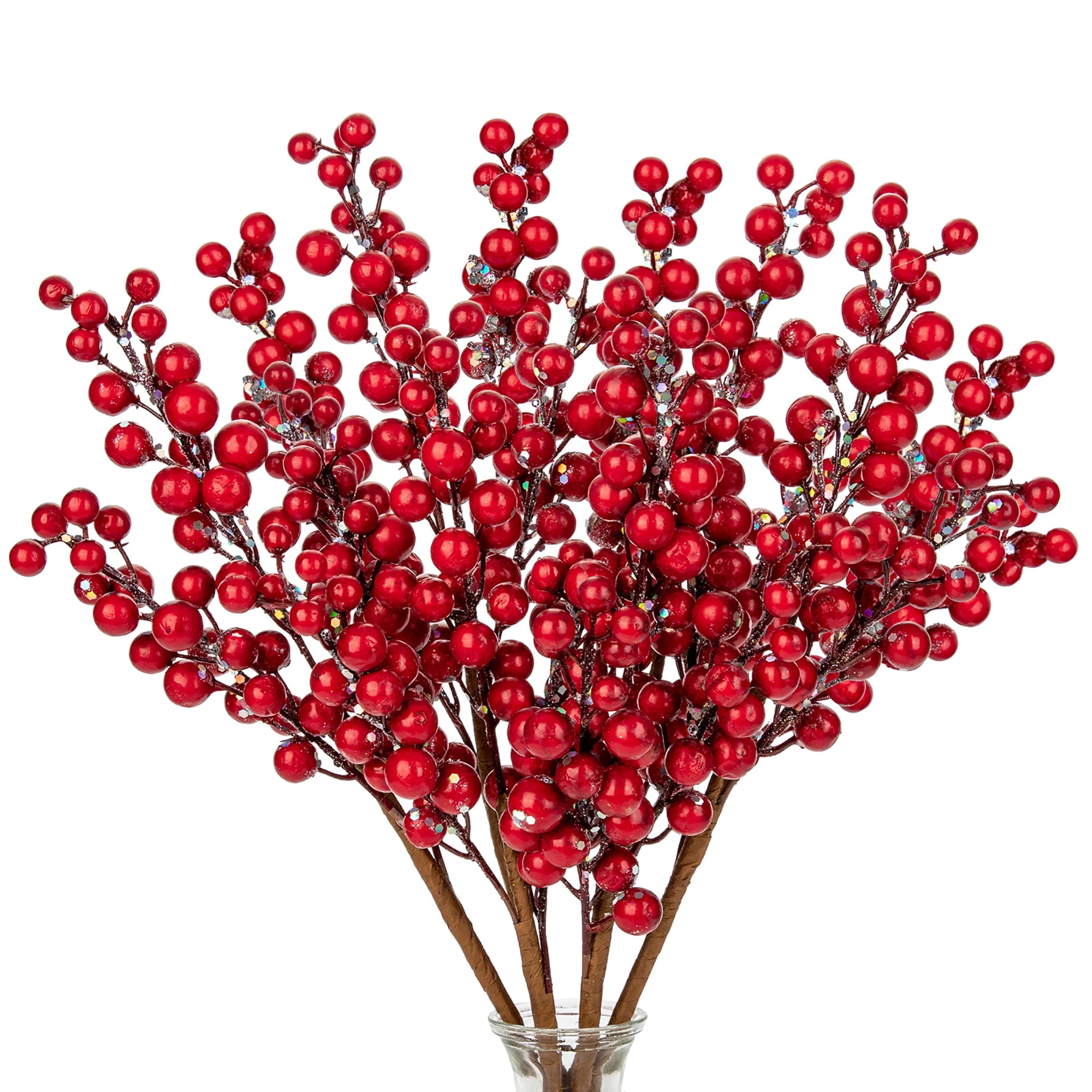Briful 6 PCS 13.8"Artificial Christmas Berry Picks Faux Red Berry Stems ...