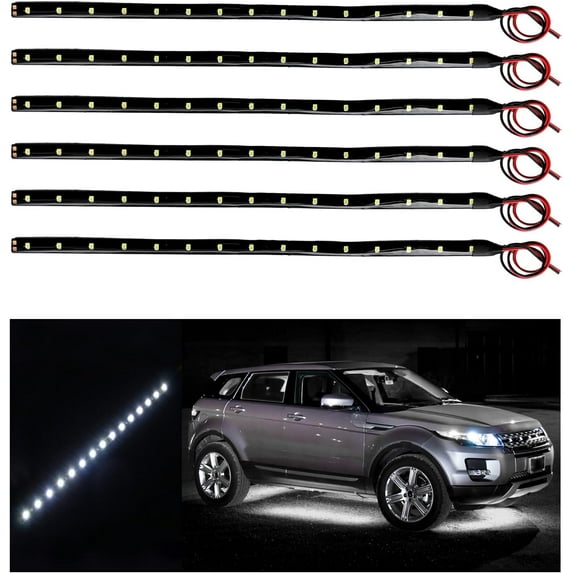 6 PCS 15 LED Strip Underbody Light, 1Ft 12V Waterproof Car Led Interior ...