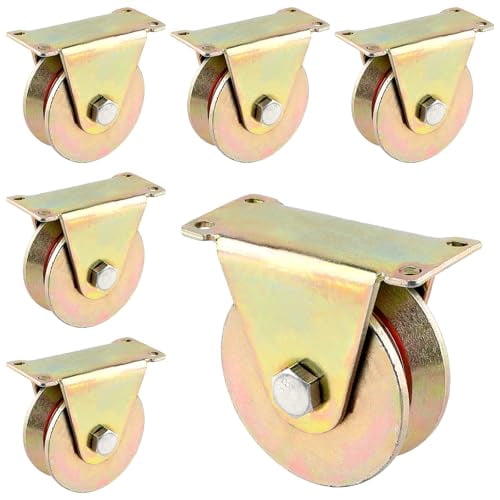 6 PCS 3 Inch Sliding Gate Wheel, Steel V Type Groove Track Rollers ...