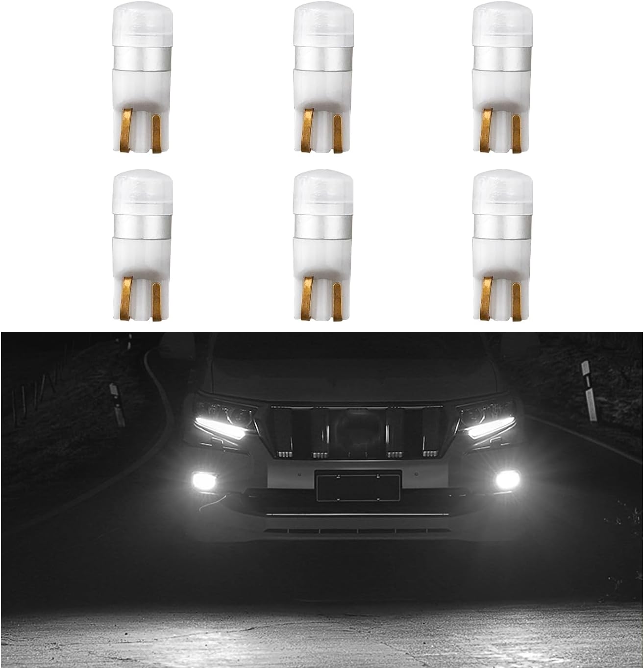 6 PCS 3030 T10 LED Bulb, 12V High Brightness Car LED Lights Bulb ...